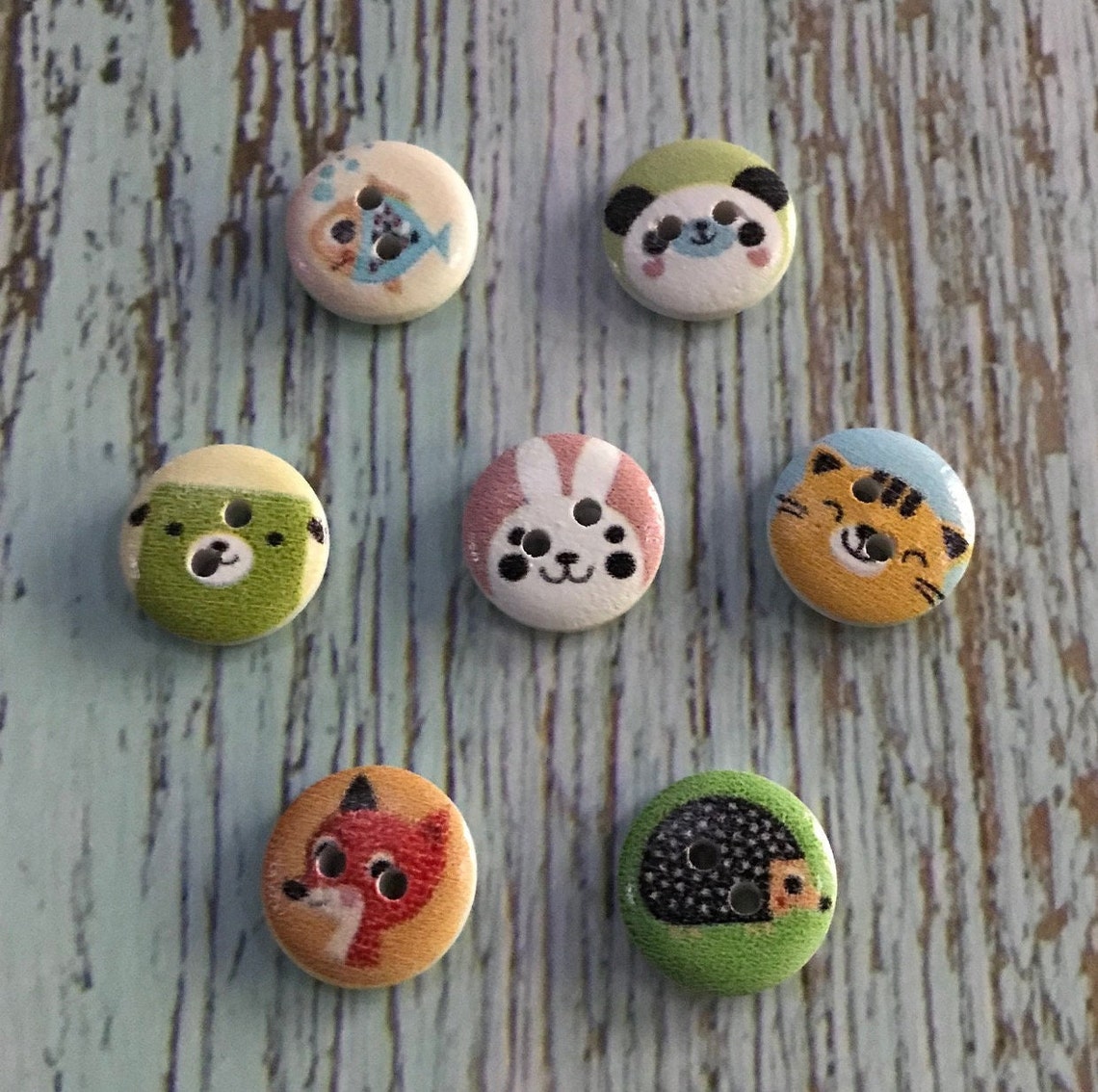 ANIMAL BUTTONS CUTIES 15mm Wood Button Adorable Animal - Etsy