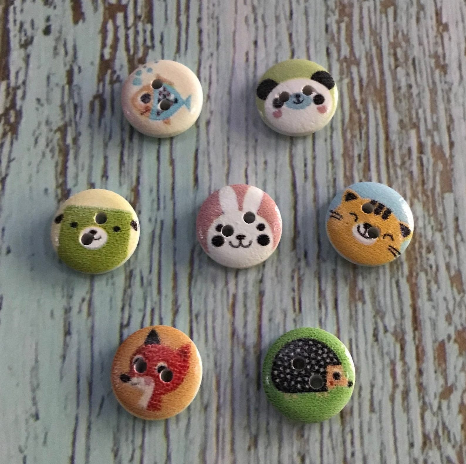 ANIMAL BUTTONS CUTIES, 15mm, Wood Button, Adorable Animal Buttons, Baby ...