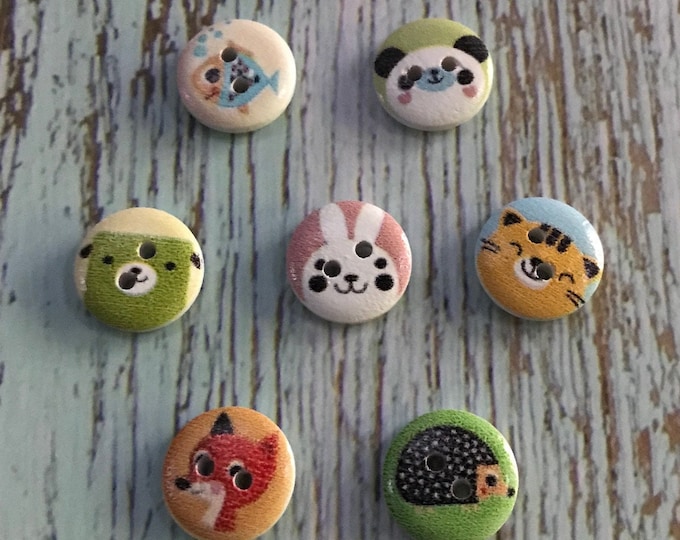 ANIMAL BUTTONS CUTIES, 15mm, Wood Button, Adorable Animal Buttons, Baby ...