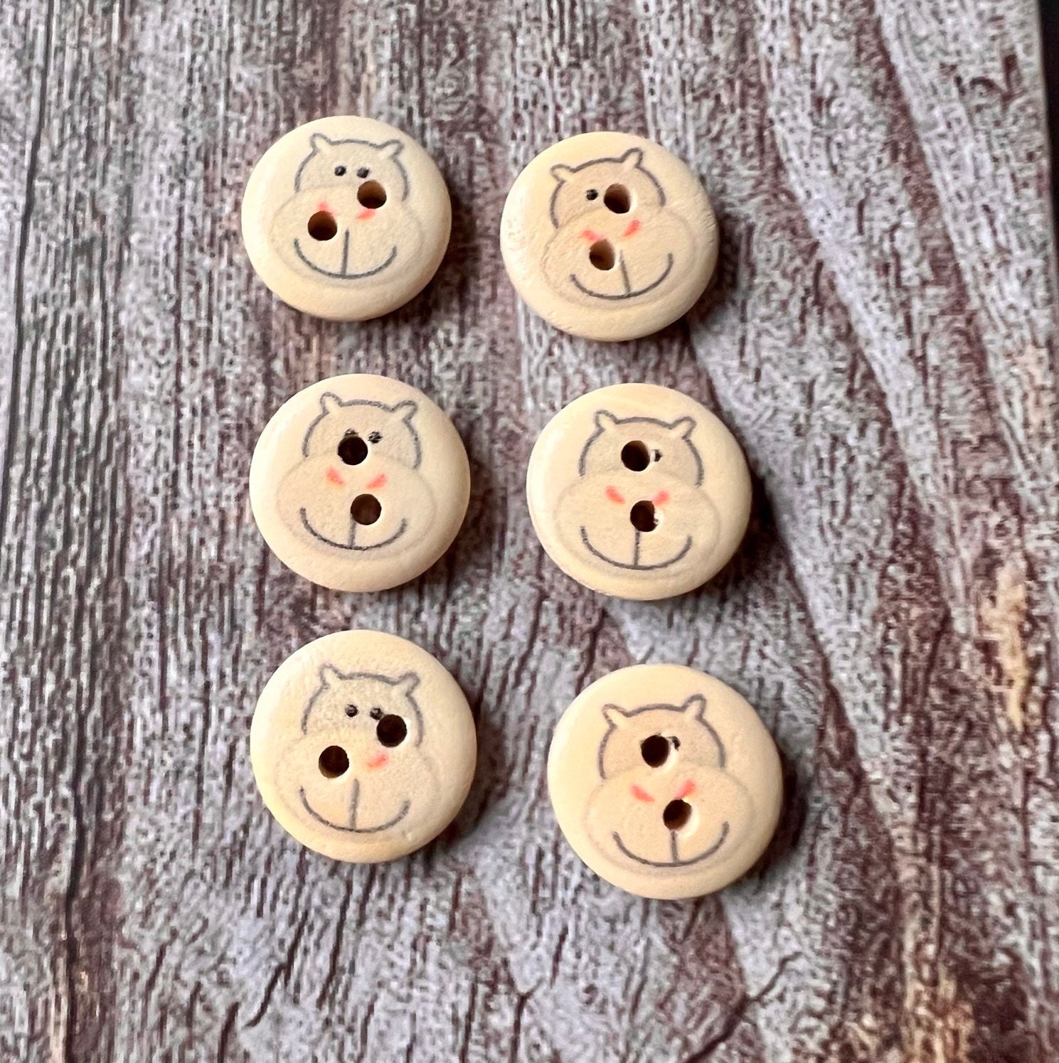 NATURAL WOOD ANIMAL Buttons 15mm Cute Buttons Baby Gift - Etsy