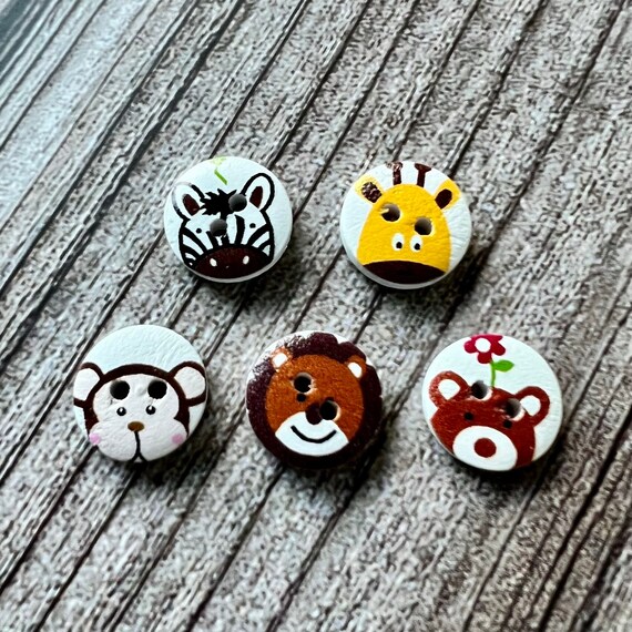 ZOO ANIMAL BUTTONS 15mm Wood Button Baby Gift Buttons - Etsy Canada