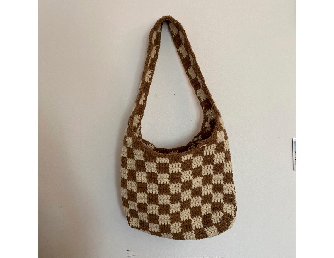 Crochet Checkerboard Shoulder Bag | Etsy