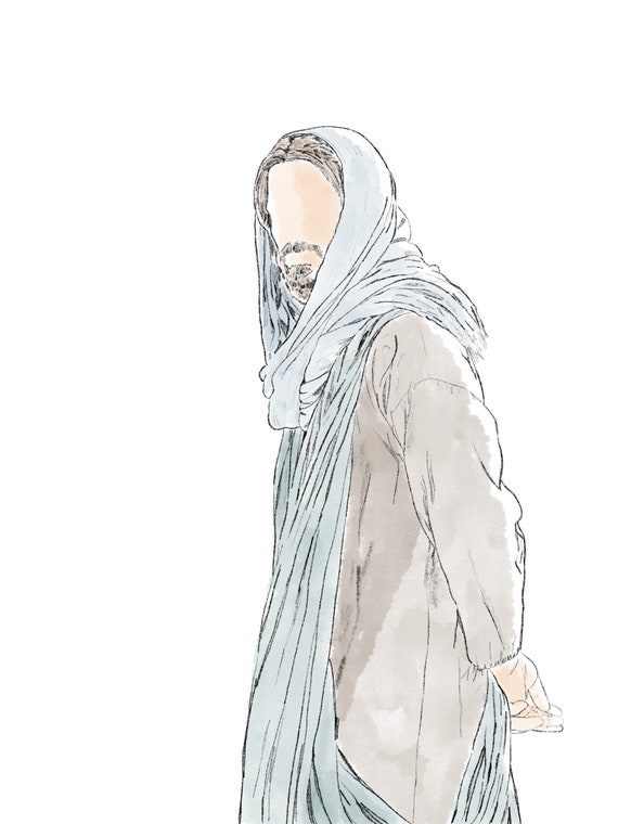 Jesus Christ Ponder Digital Drawing Watercolor Jesus - Etsy