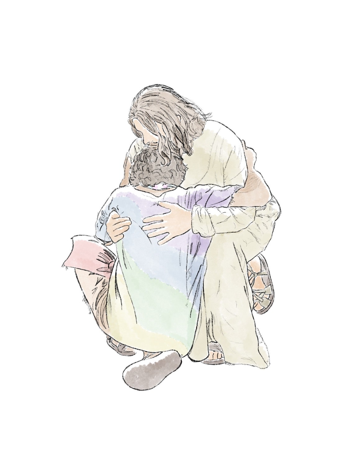 Jesus Christ, Love, Gay, LGBT, Trans, Digital Drawing, Watercolor ...