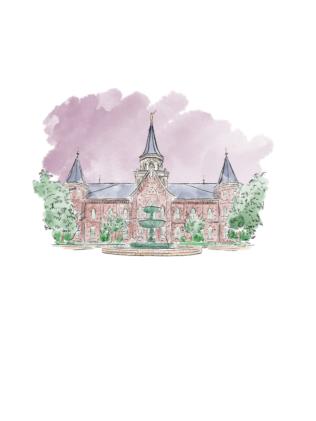 Provo City Center Temple, LDS, Digital Drawing, Watercolor, Temple ...