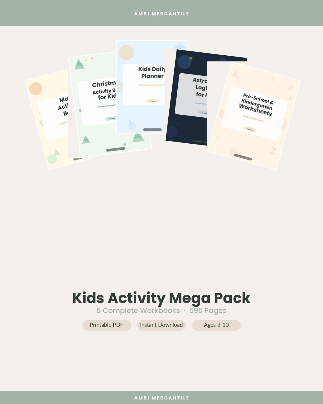 Kids Printable Activity Bundle Ages 3-12 | 5 Books 595 Pages ...