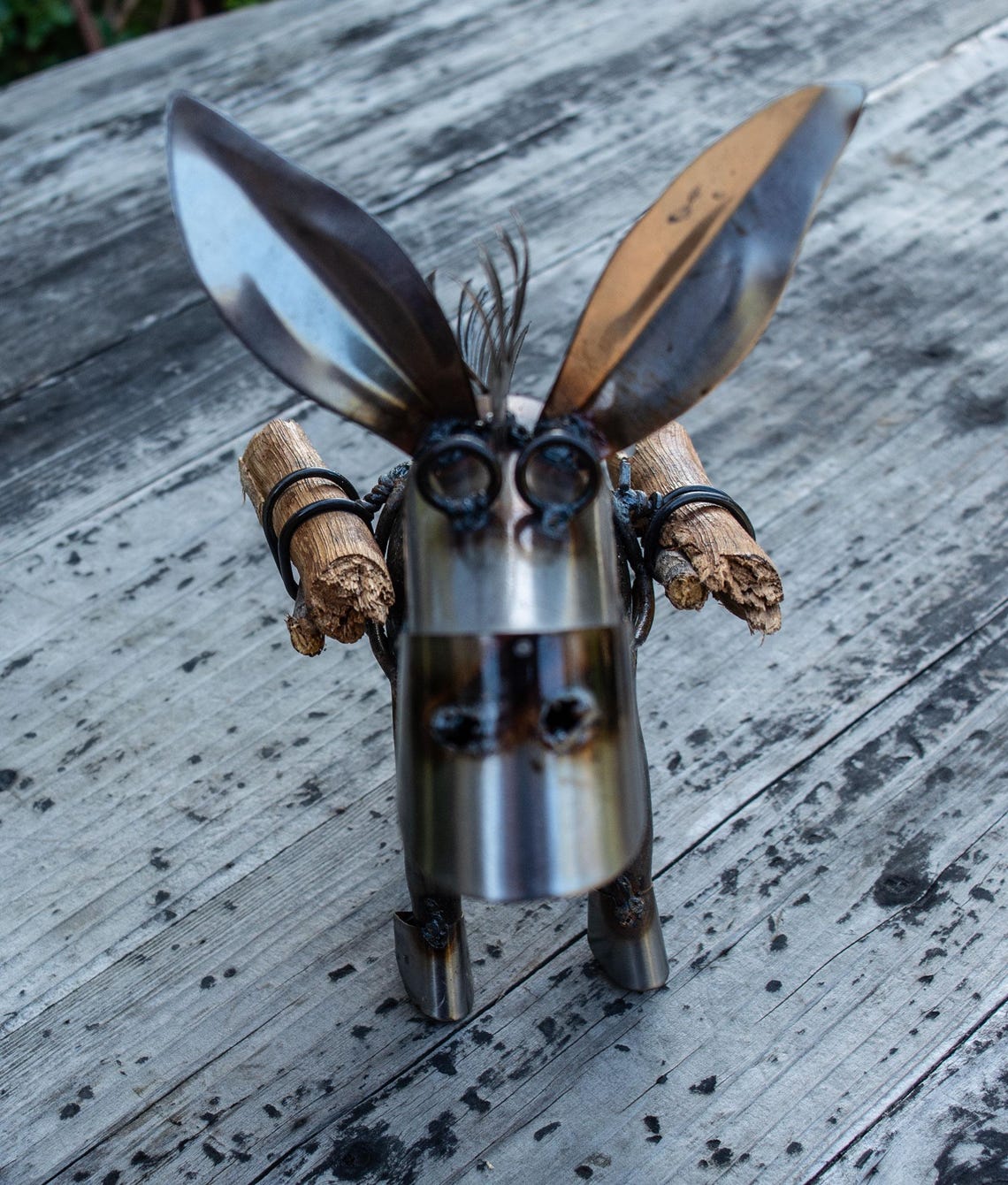 Recycled Metal Donkey Sculpture – Rustic Garden Art, Handmade in Mexico ...
