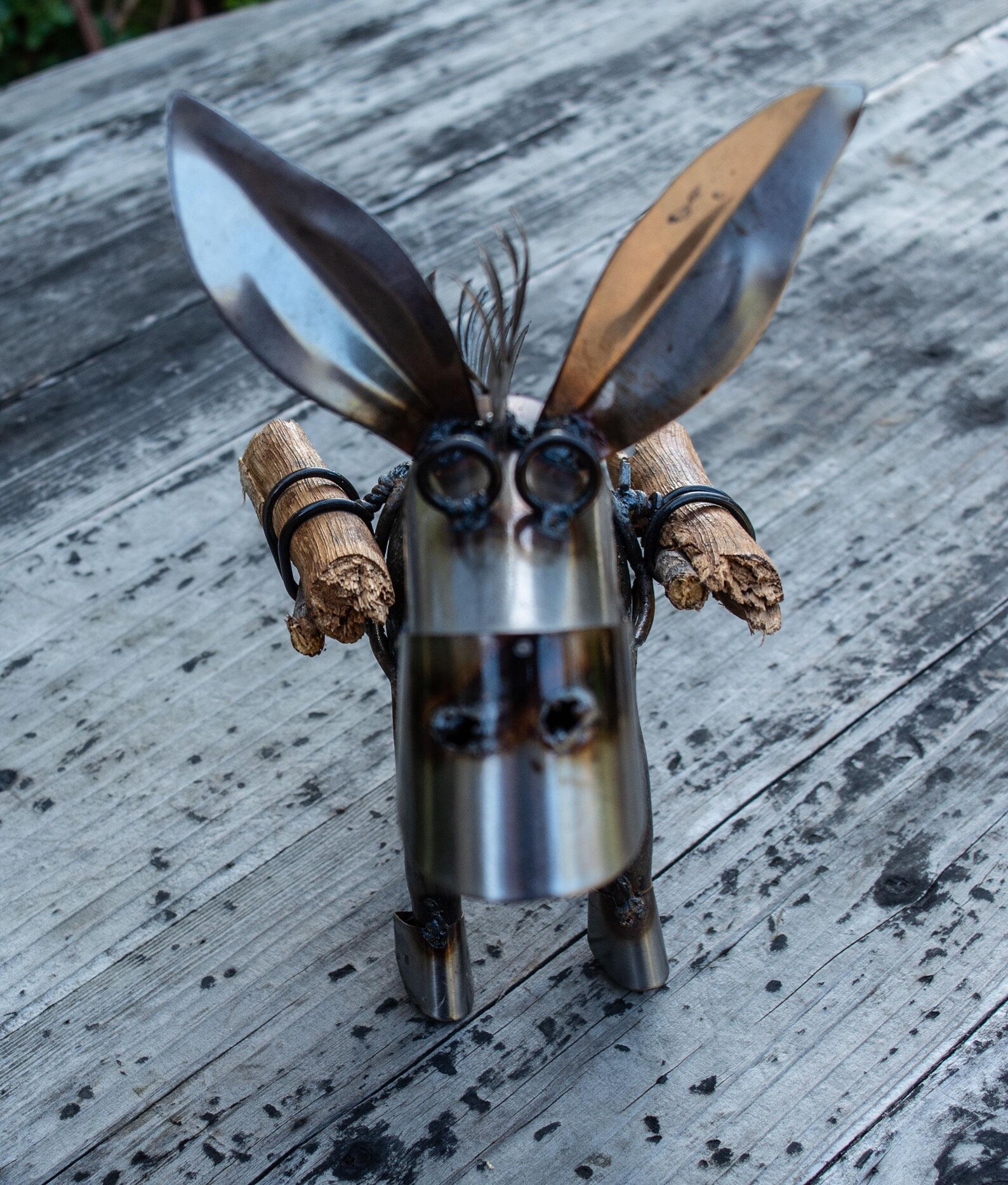Recycled Metal Donkey Sculpture – Rustic Garden Art, Handmade in Mexico ...