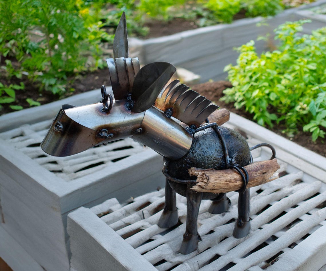 Recycled Metal Donkey Sculpture – Rustic Garden Art, Handmade in Mexico ...