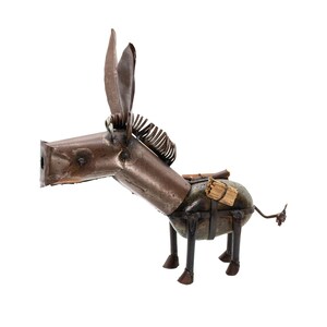 Small Metal Donkey Sculpture – Rustic Handmade Burro With Firewood ...