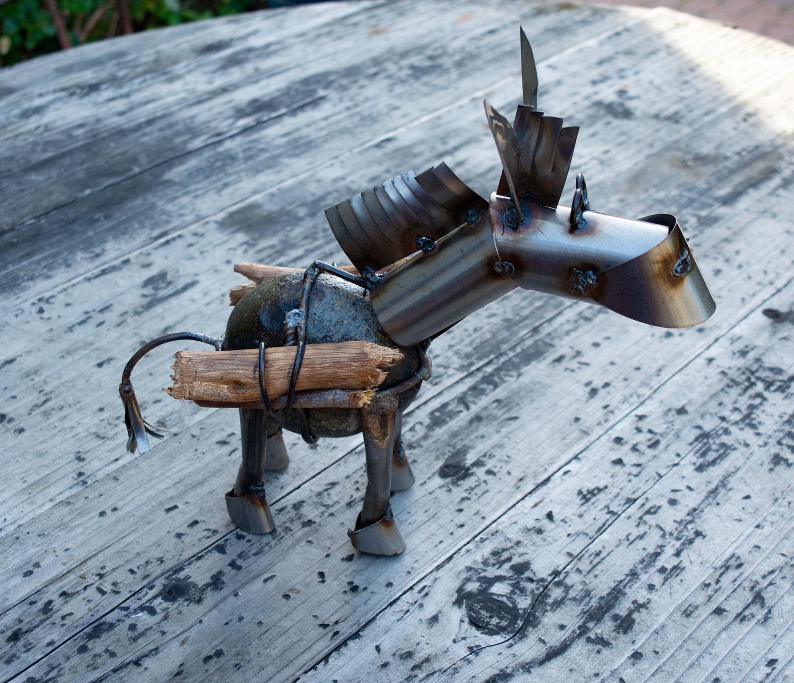 Recycled Metal Donkey Sculpture – Rustic Garden Art, Handmade in Mexico ...