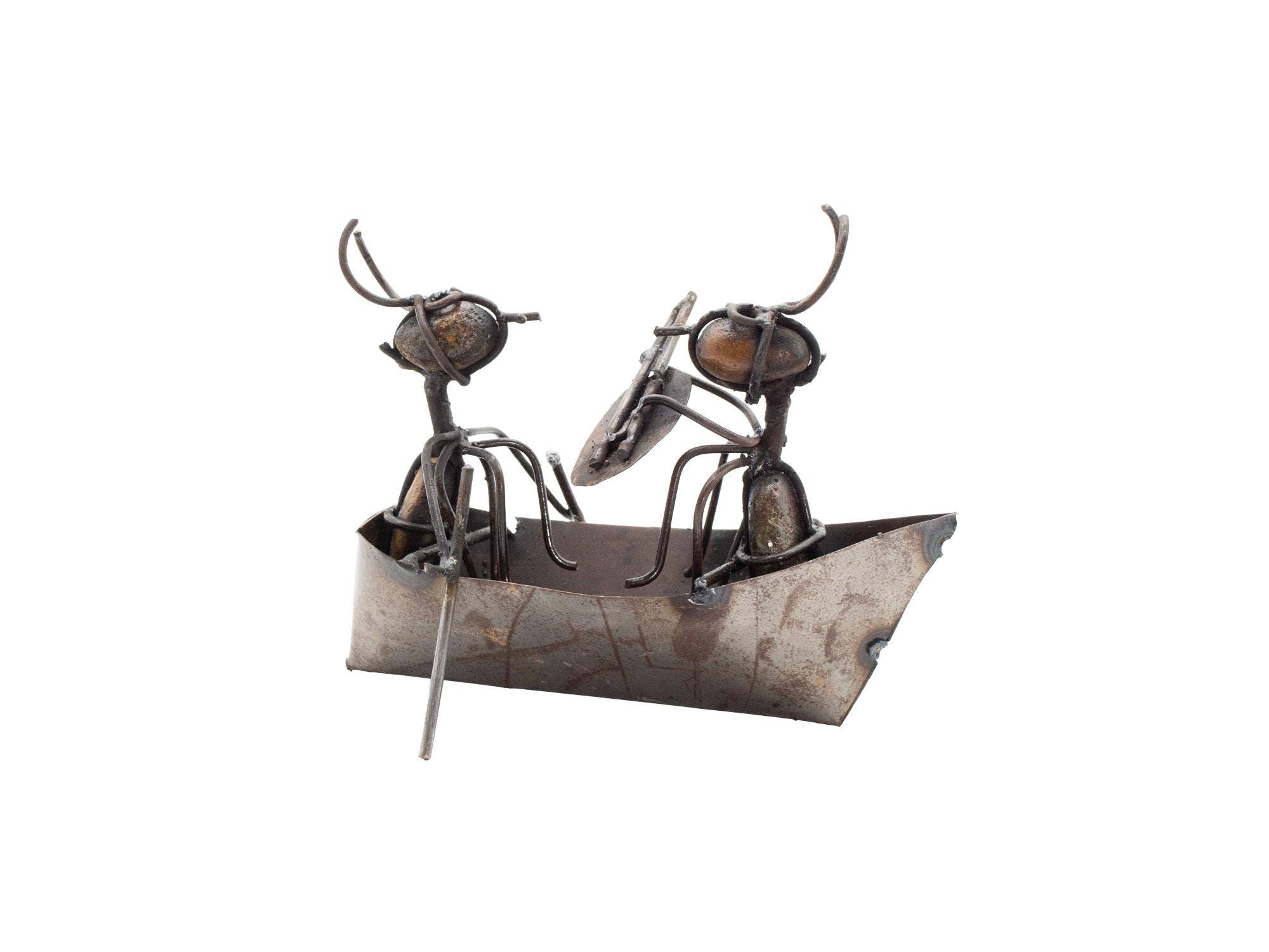 Metal Ant Boat Sculpture Handmade Metal Rock Art Garden Decor Made in ...