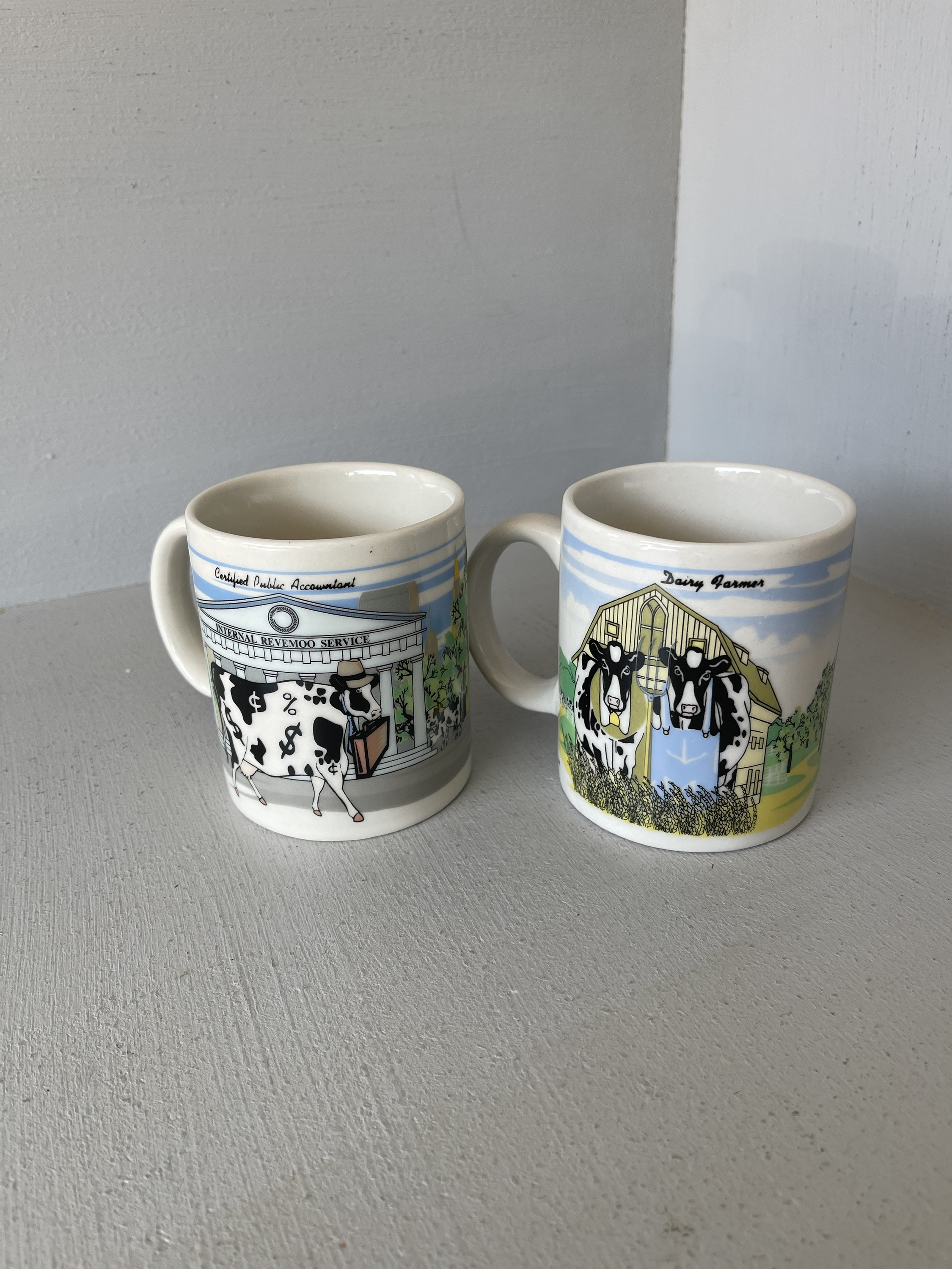 Vintage Sherwood Brand Collectible Cow Mugs. Set of 2. Doctor/nurse and ...
