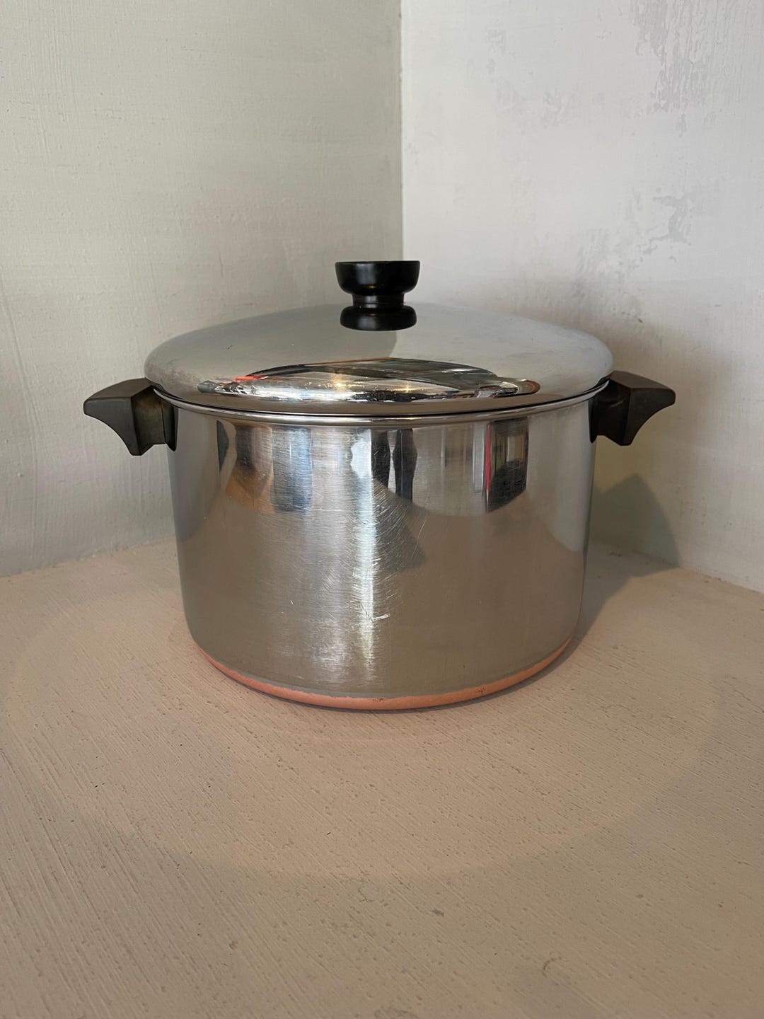 Vintage 6 Quart Revere Ware Copper Bottom Stock Pot With Lid. Clinton ...