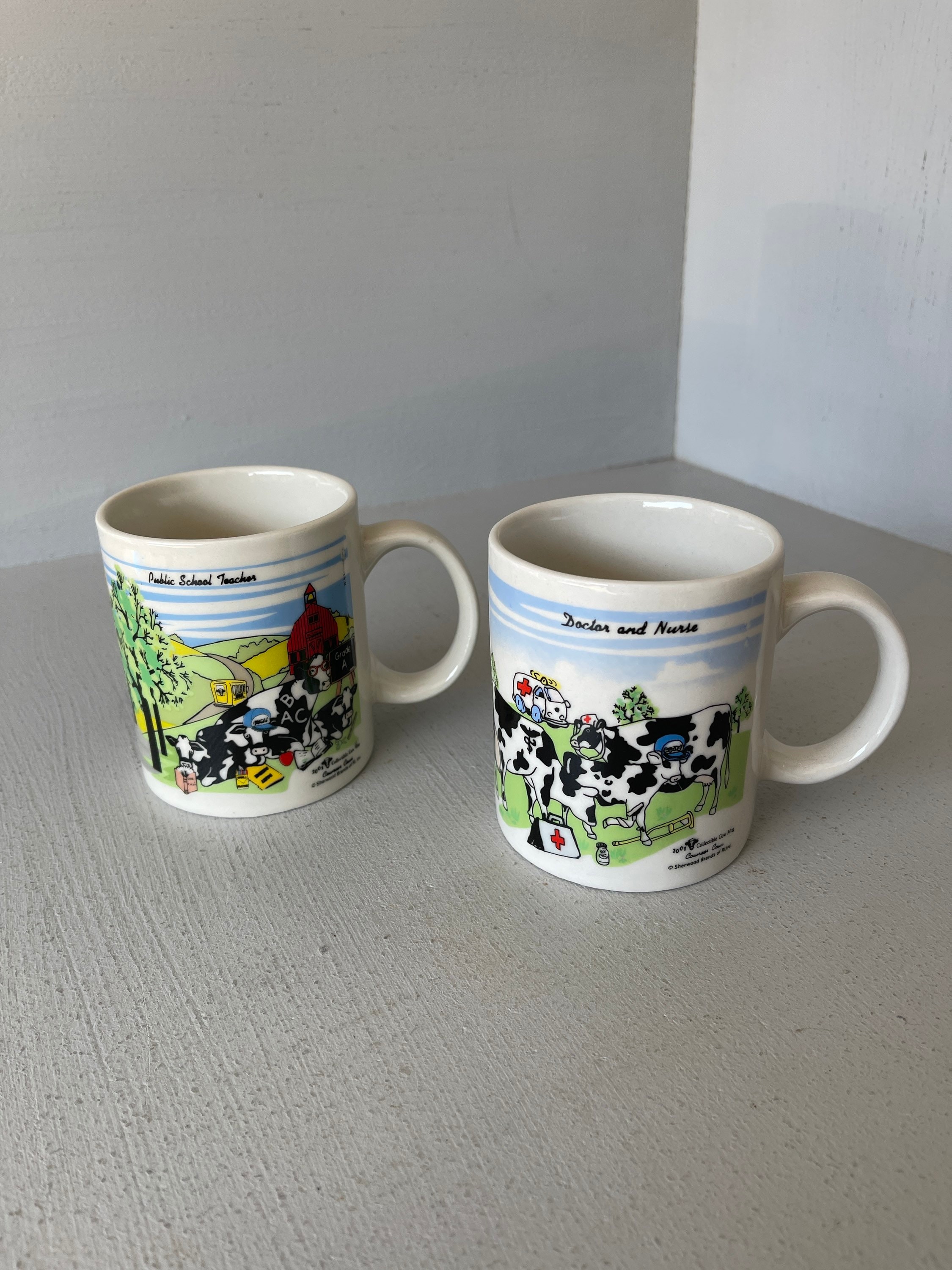 Vintage Sherwood Brand Collectible Cow Mugs. Set of 2. Doctor/nurse and ...