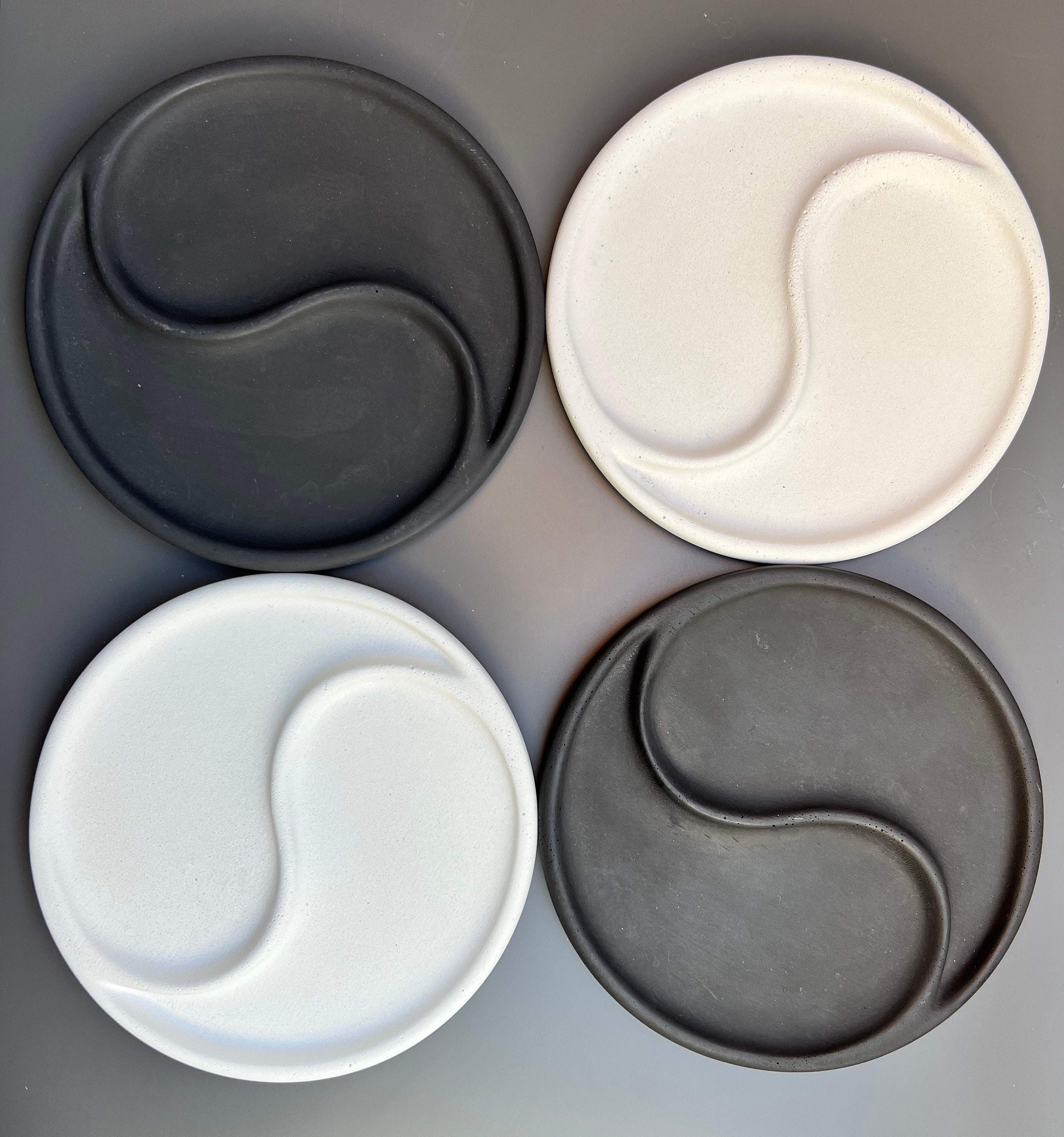 Yin-yang White Marble Jesmonite Decorative Tray. Handmade Modern Home ...