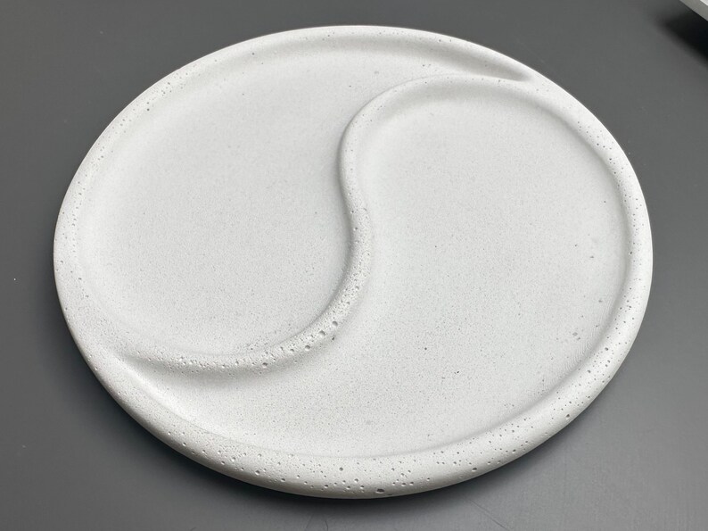 Yin-yang White Marble Jesmonite Decorative Tray. Handmade Modern Home ...