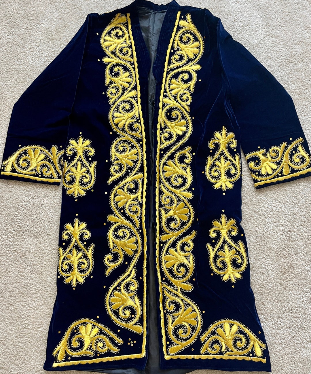 Handmade Bukhara uzbek tajik Traditional Gold Embroidery Chapan Coat ...