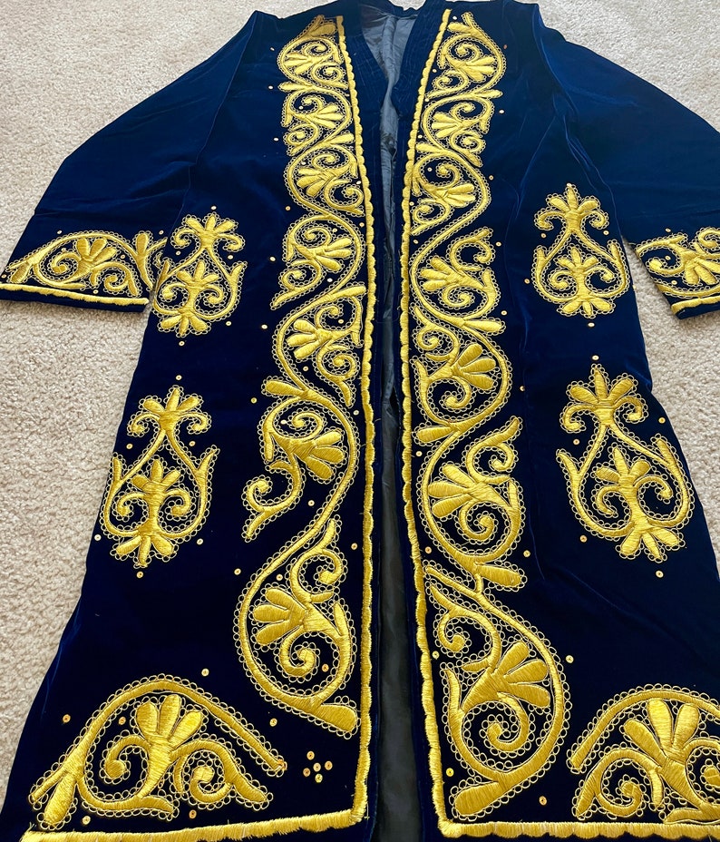 Handmade Bukhara uzbek tajik Traditional Gold Embroidery Chapan Coat ...