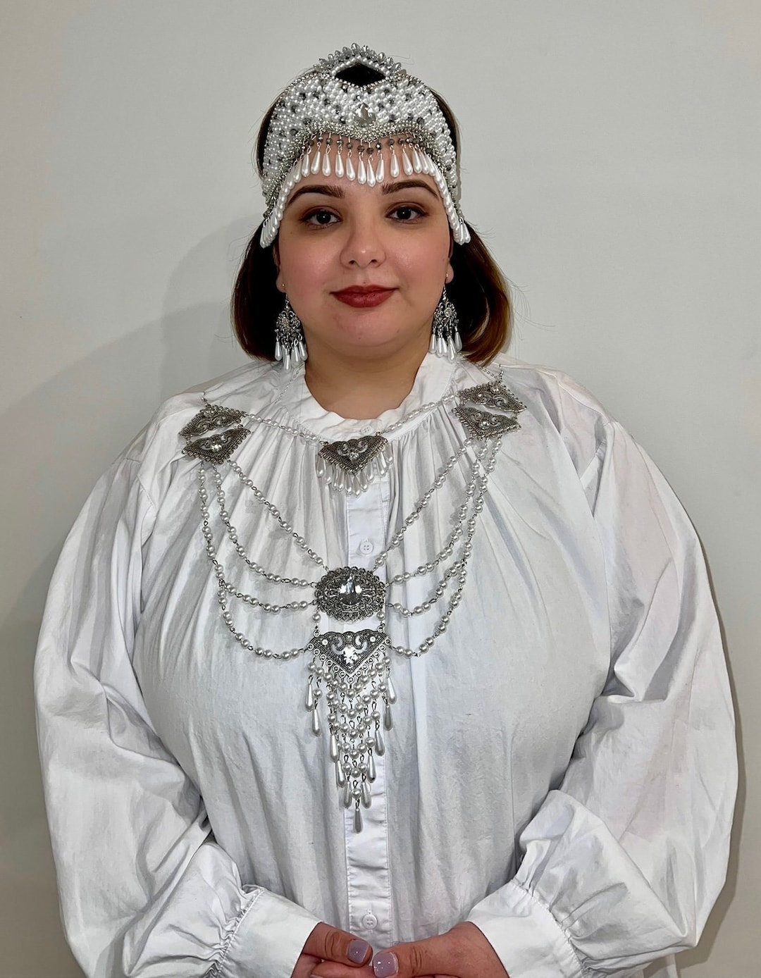 Beautiful Pearl Handmade Special Uzbek Diadem Tilla Kosh| Zebuzar Bride ...