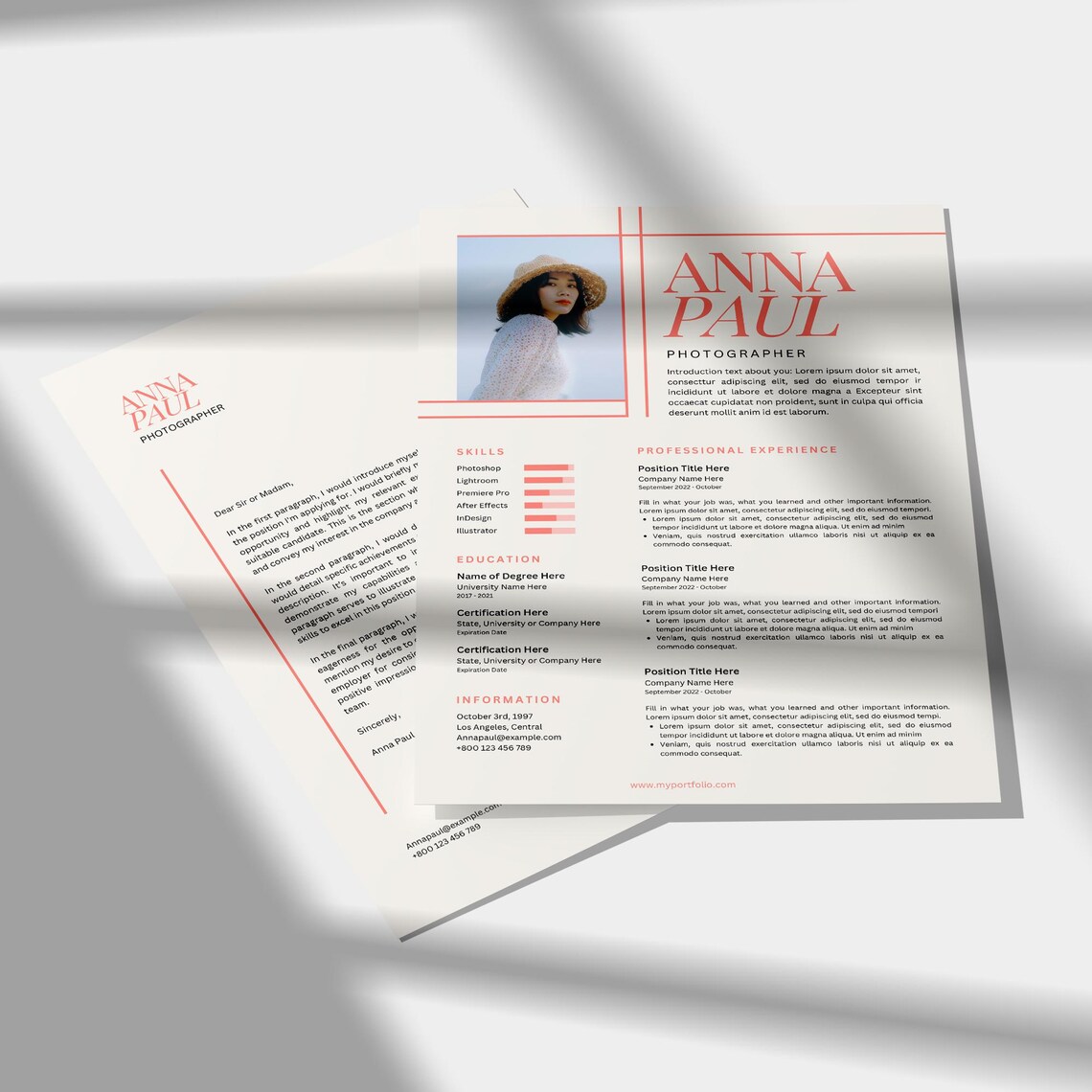 Customizable Resume & Cover Letter Template Creative Resume Template ...