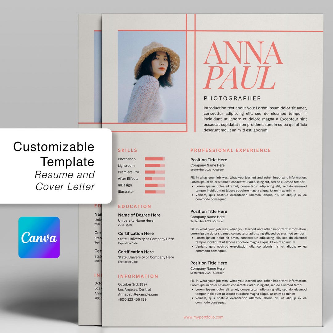 Customizable Resume & Cover Letter Template Creative Resume Template ...