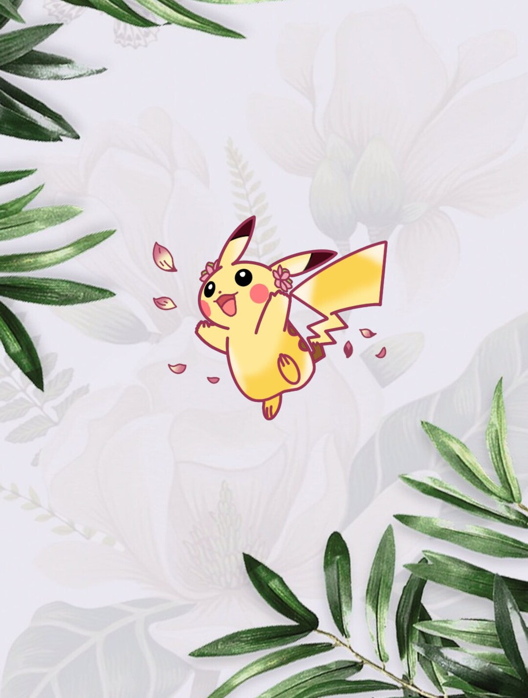 Floral Pikachu Sticker | Pokemon Sticker - Etsy