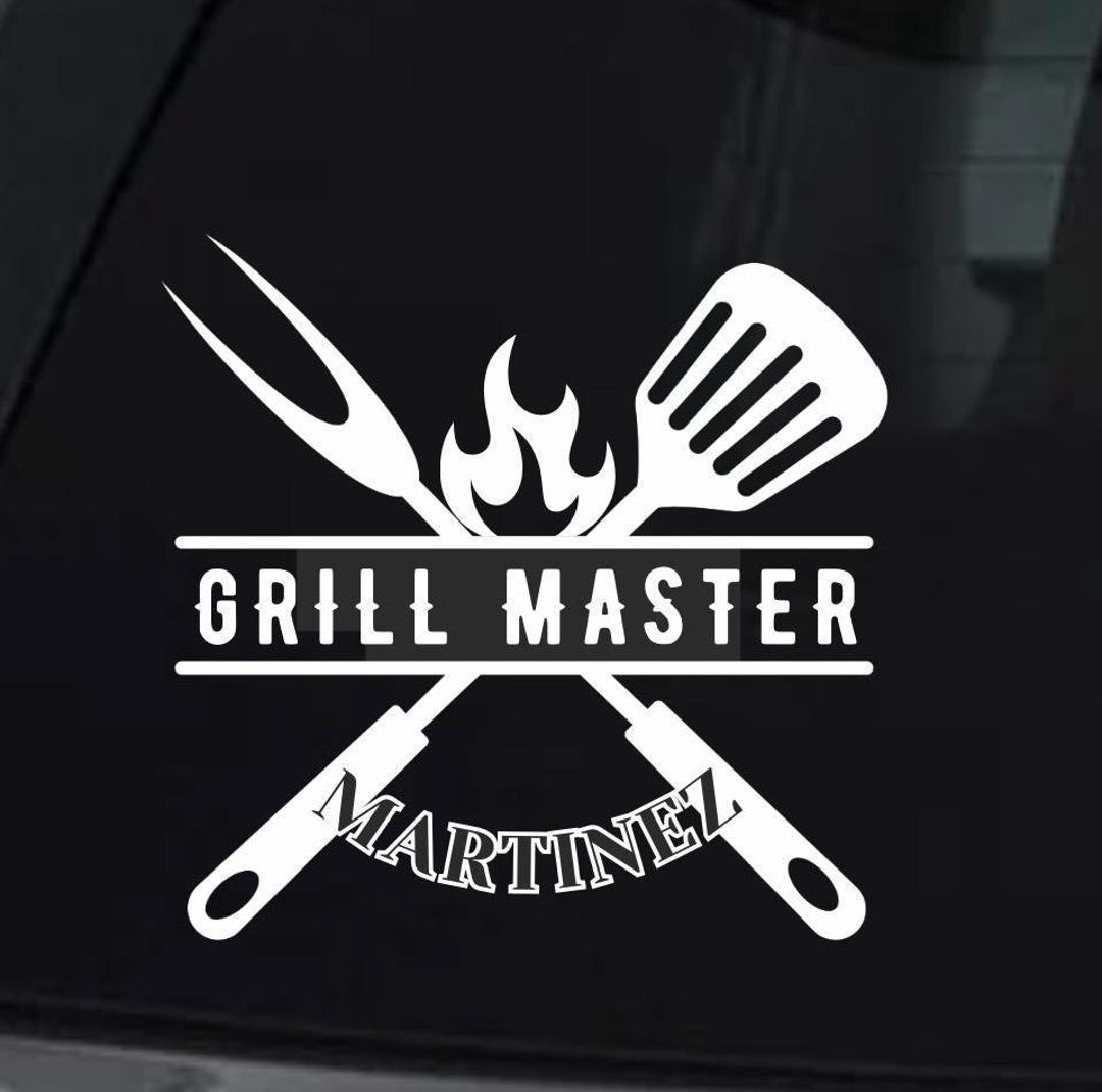 Personalized Grill Master Vinyl Decal - BBQ Spatula & Fork Sticker - Etsy