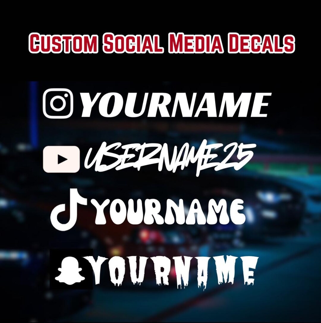 SOCIAL MEDIA USERNAME/ Custom Name Decal/ Instagram Name Decal ...