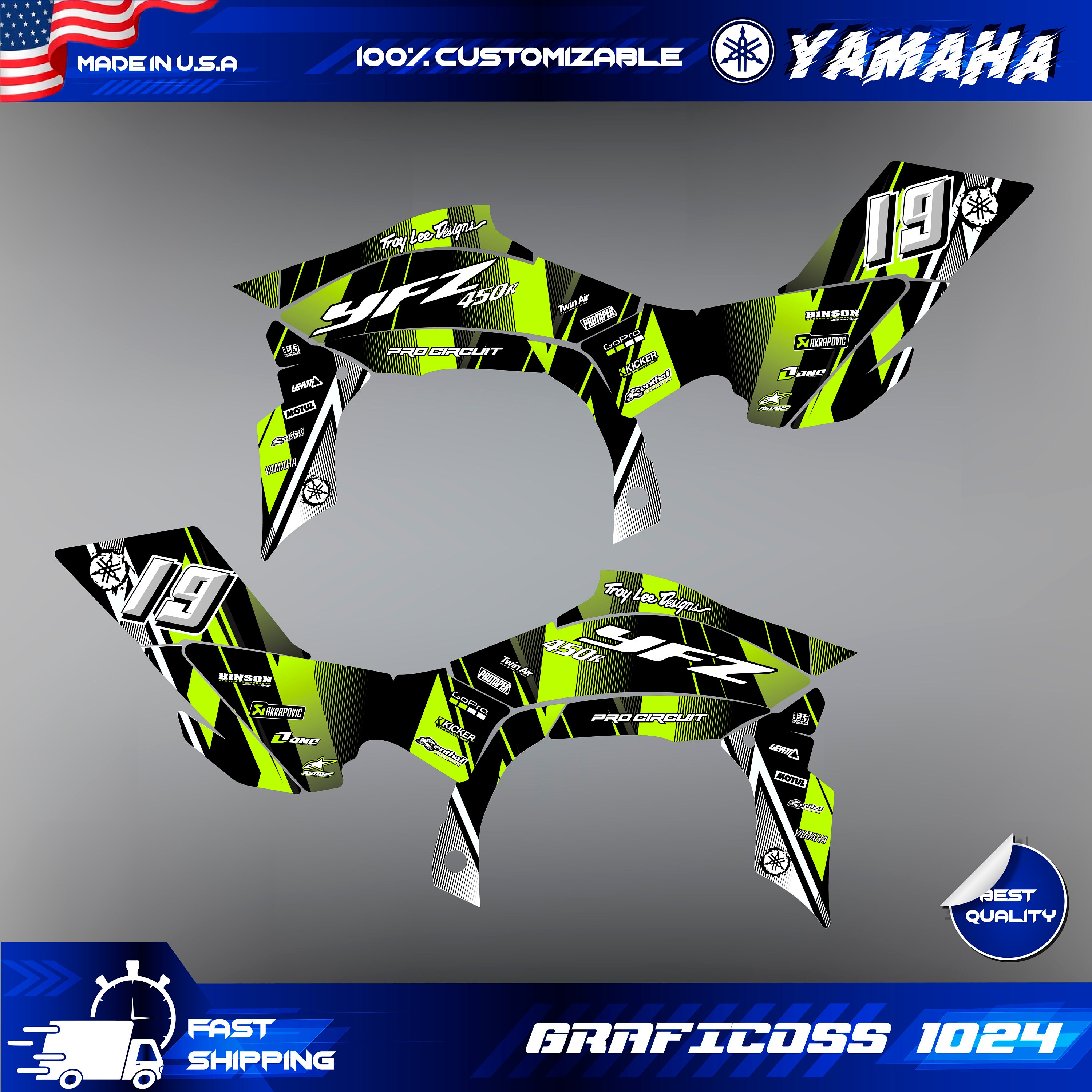 Yamaha YFZ 450R Graphics Kit 2009 2010 2011 2012 2013 Decals - Etsy