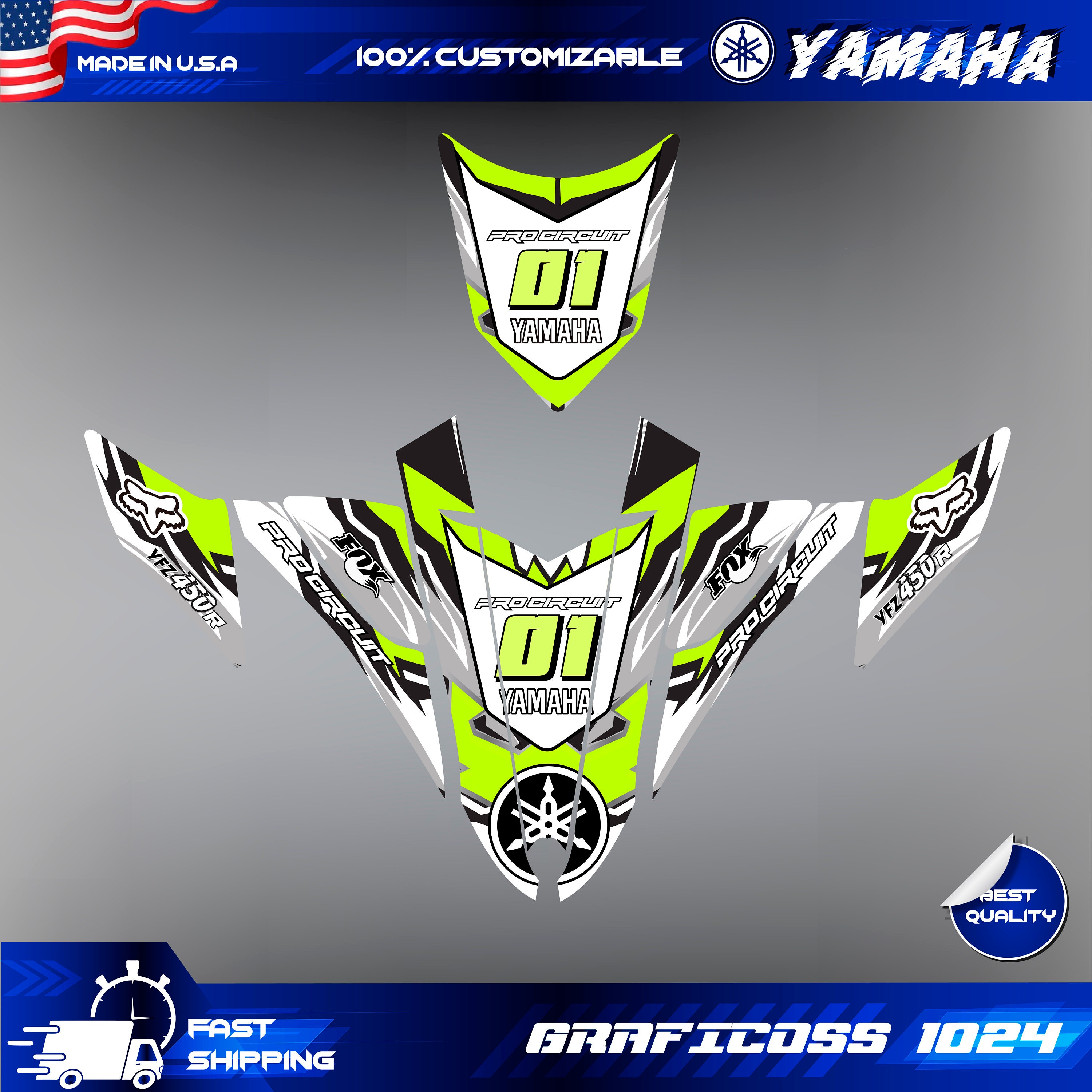Yamaha YFZ 450 Graphics Kit 2009-2013 Stickers Decals Kit 2010 2011 ...