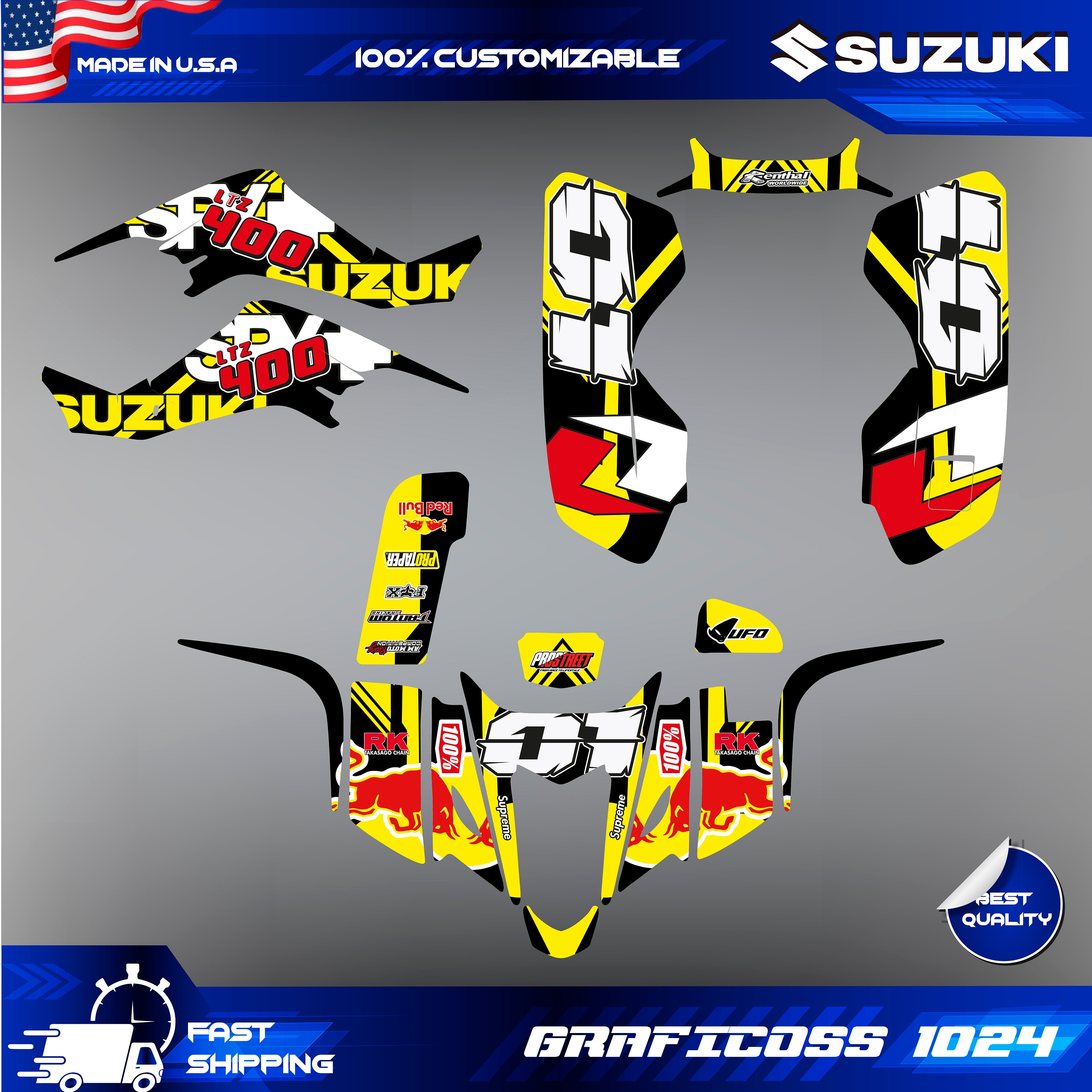 LTZ 400 Suzuki Wrap Graphics Stickers Kit Decals Atv Quad 2003 2004 ...