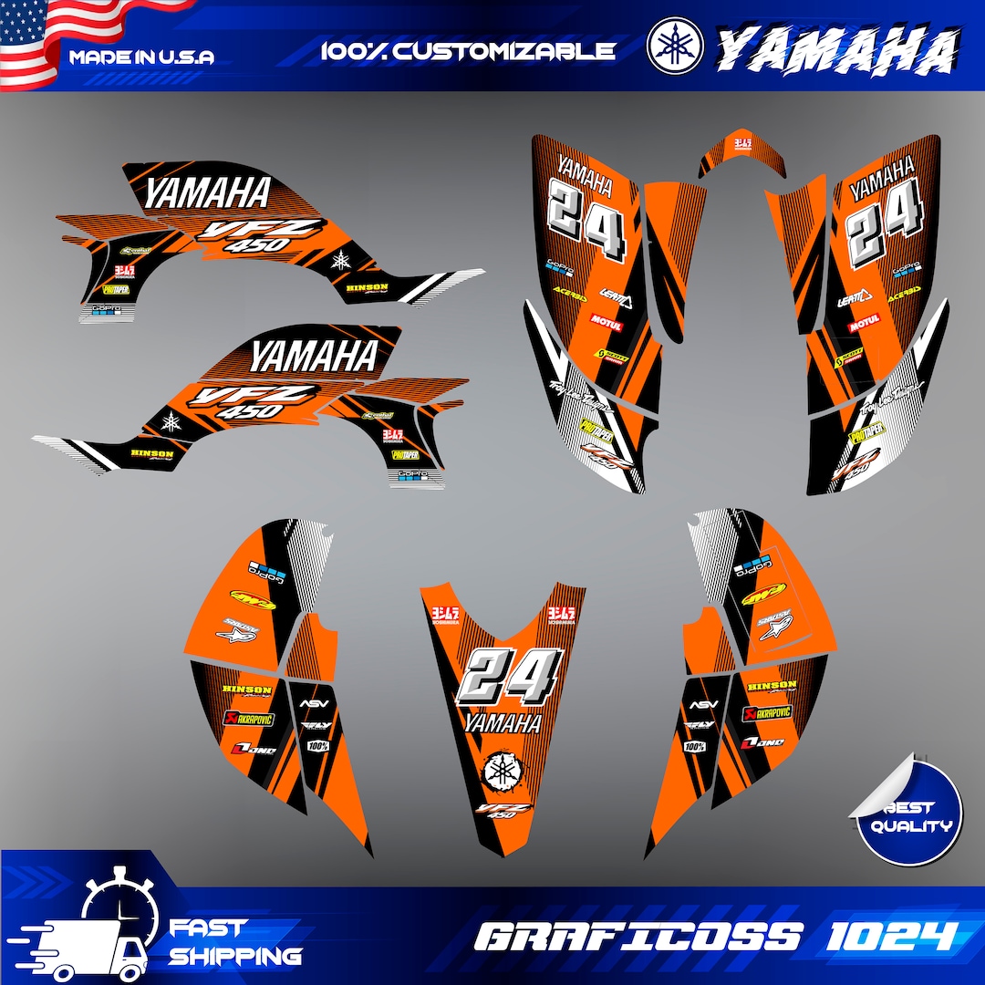 Yamaha YFZ 450 Graphics Kit Decals Stickers 2003-2008 ATV Quad Wrap ...