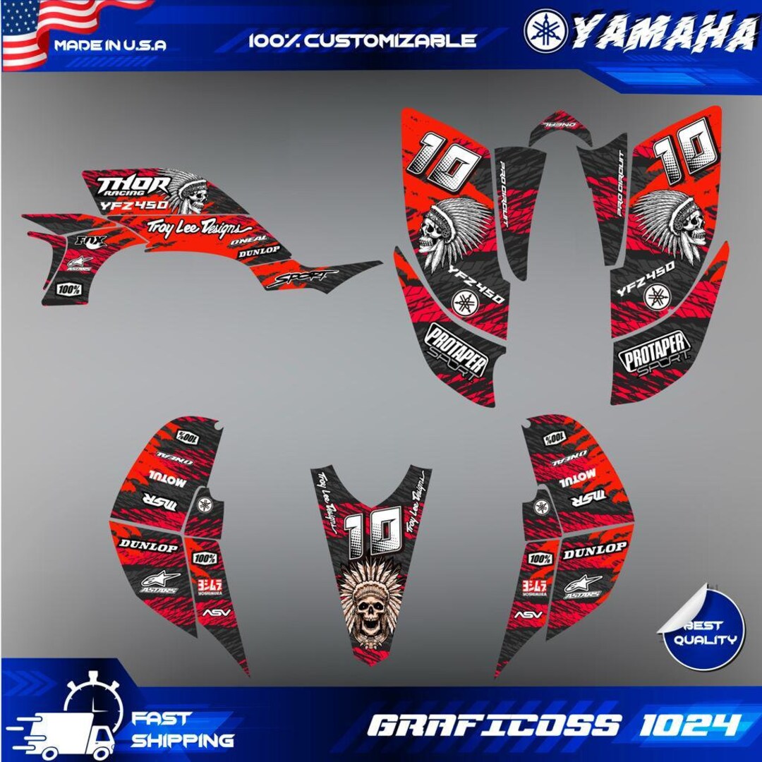 Graphics Decals Stickers Kit Yamaha YFZ 450 for 2003 2004 2005 2006 ...