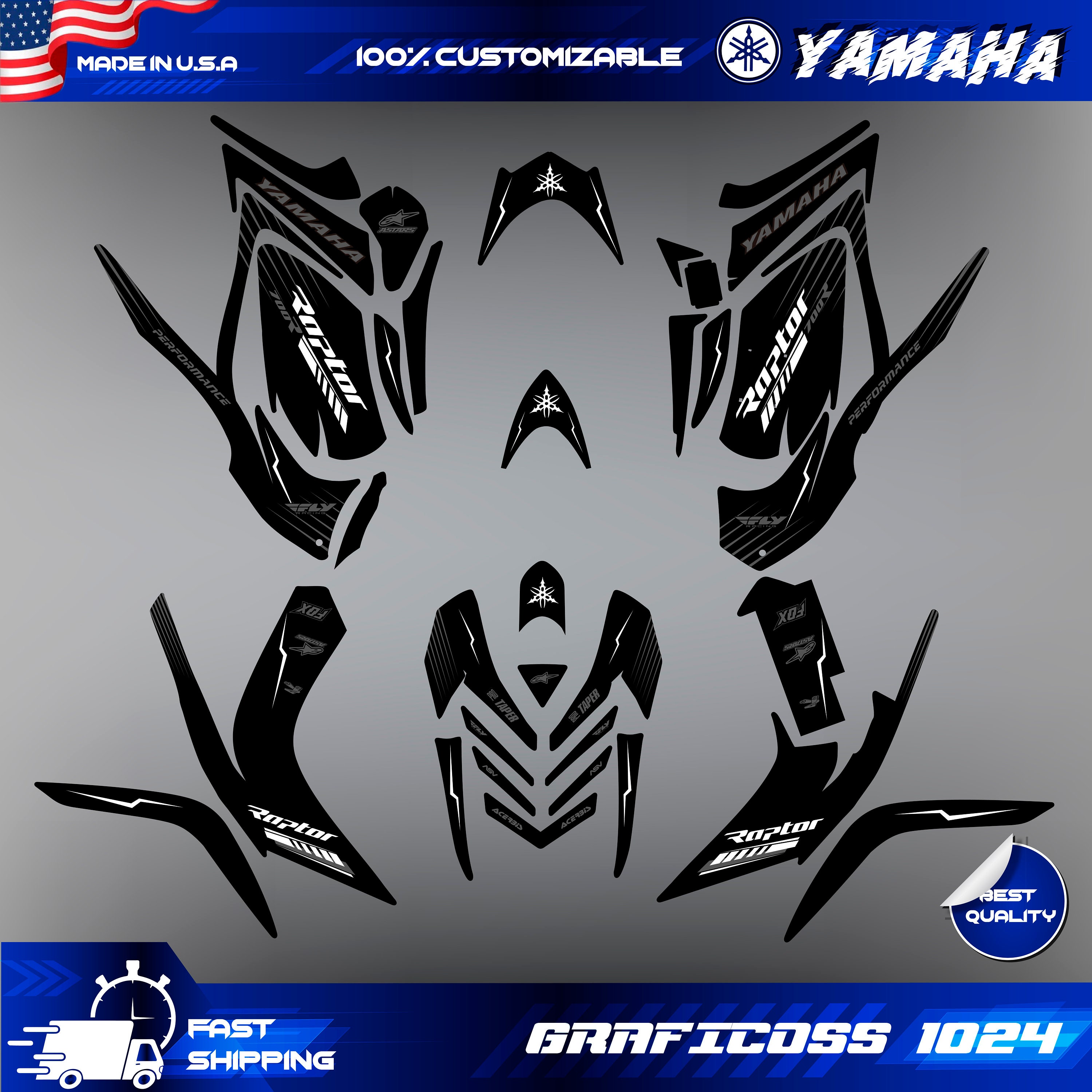 Graphics Kit for YAMAHA RAPTOR 700 2006 2007 2008 2009 2010 2011 2012 ...
