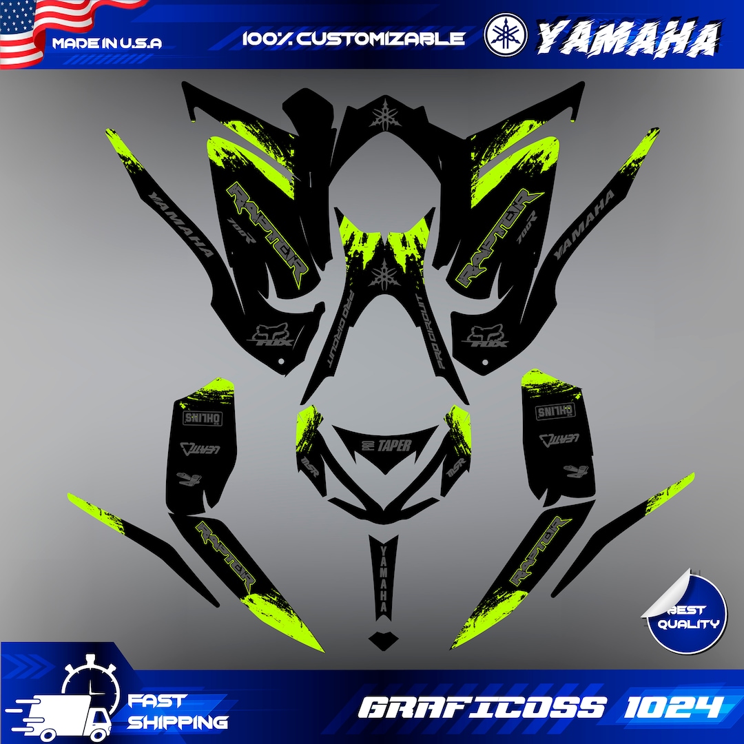 Yamaha Raptor 700 700R Graphics Kit 2013 2014 2017 to 2025 Decals ...