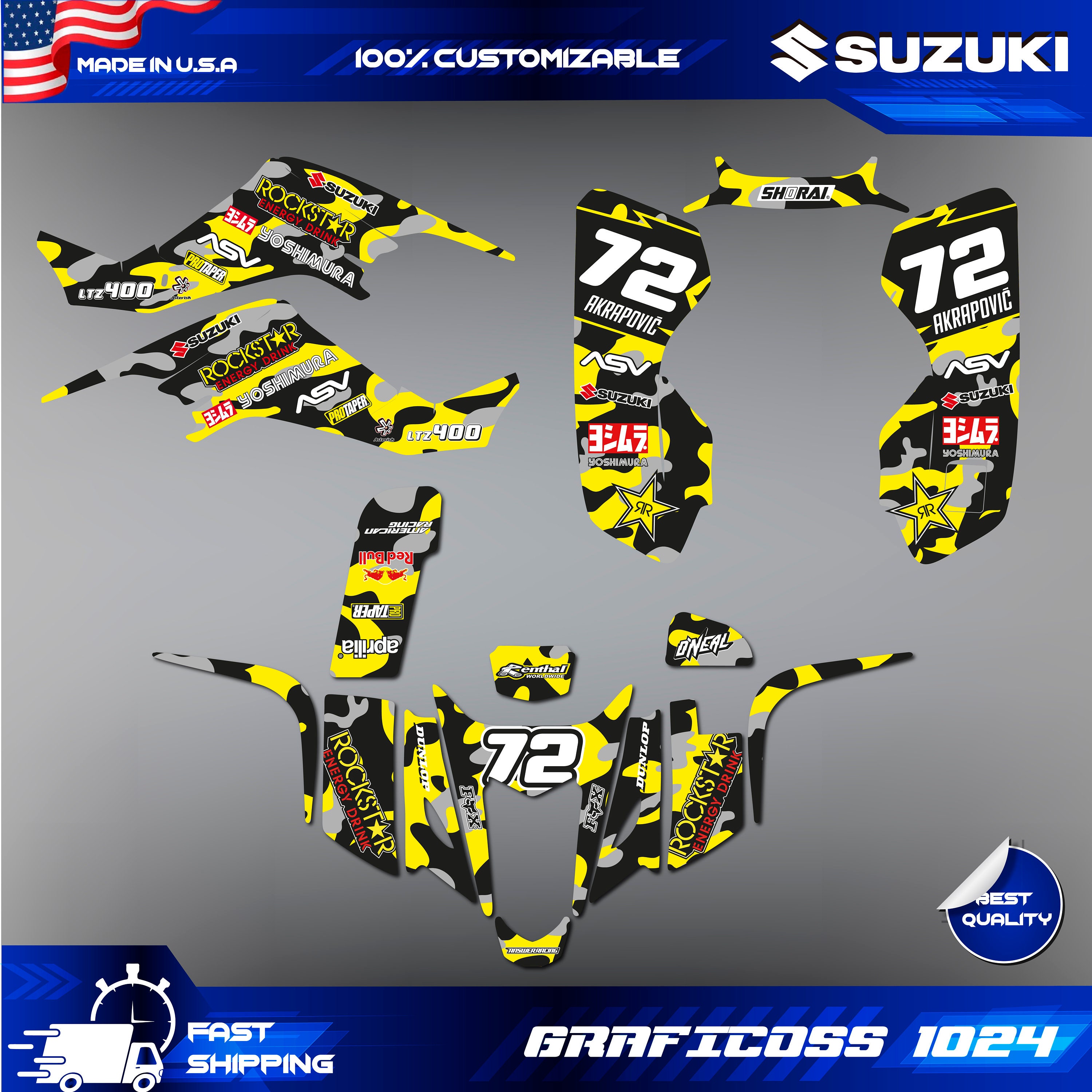 LTZ 400 Suzuki Wrap Graphics Stickers Kit Decals Atv Quad 2003 2004 ...