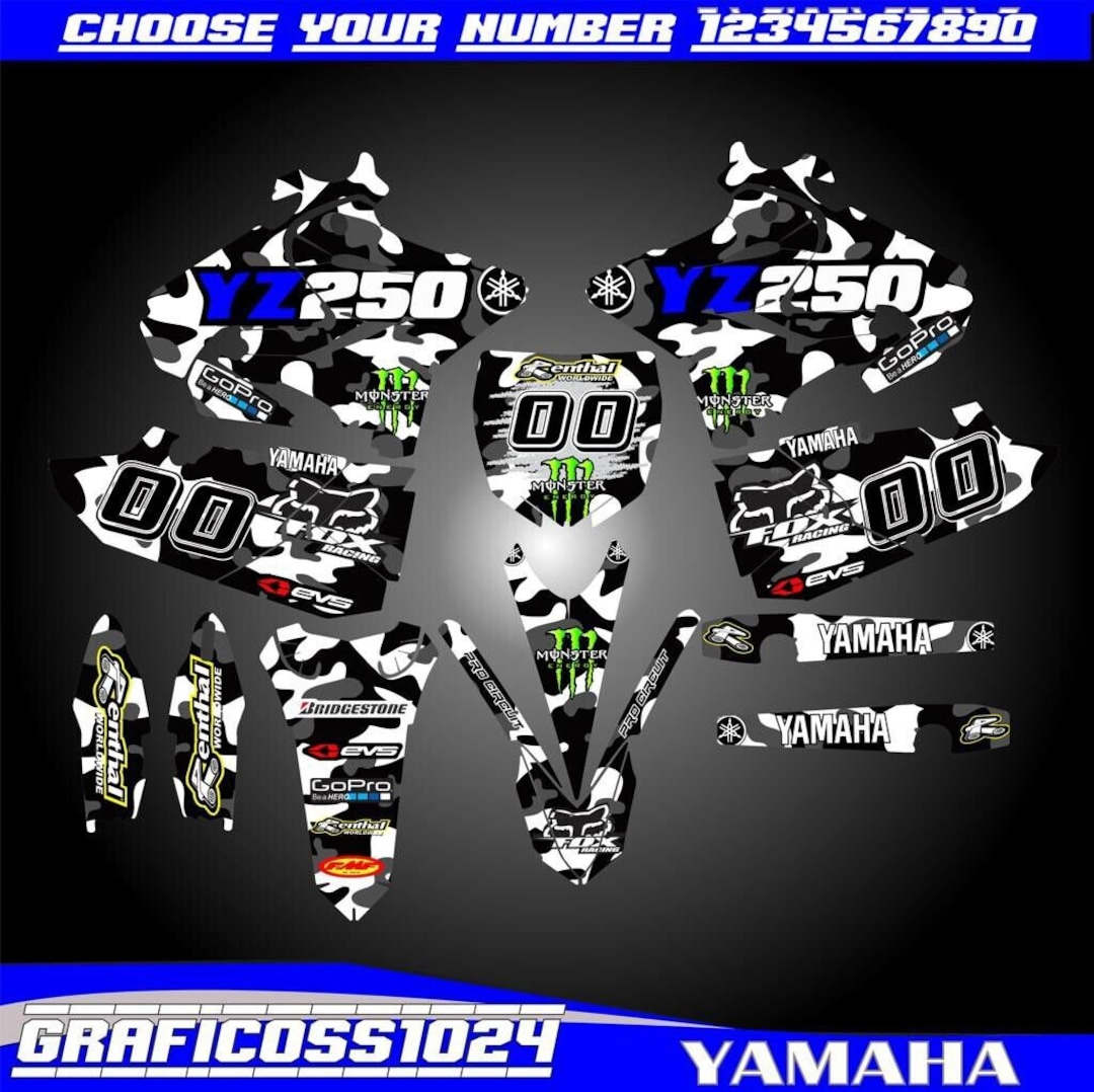 Yamaha YZ 125 250 Graphics Full Kit 2015-2021 | Yamaha Vinyl Decals ...