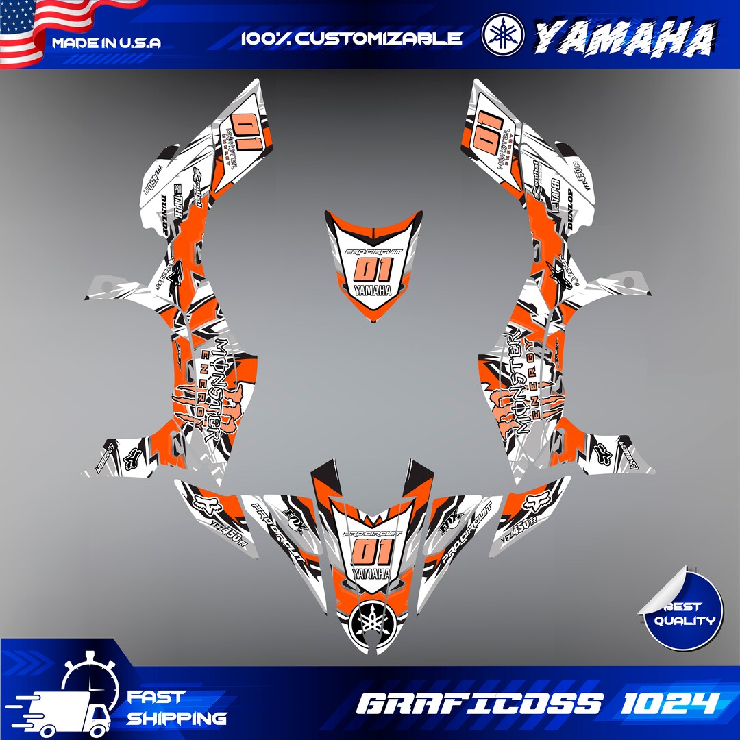 Yamaha YFZ 450R Graphics Kit 2009 2010 2011 2012 2013 Decals Stickers ...