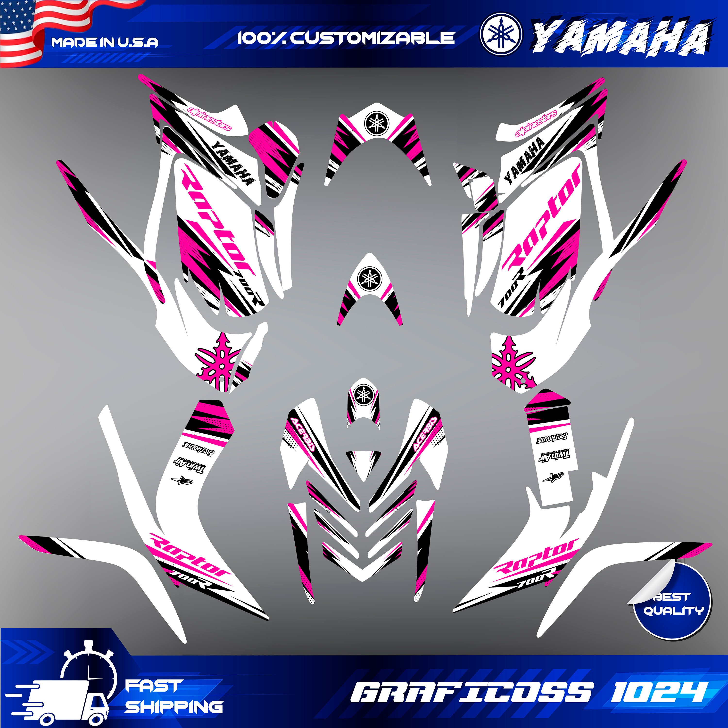 Fits Yamaha Raptor 700R Graphics Kit 2006 2007 2008 2009 2010 - Etsy