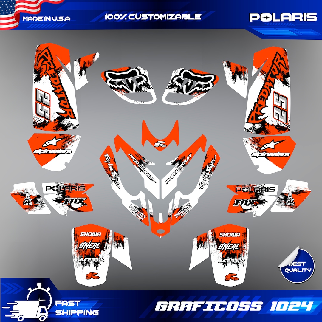 Polaris Predator 500 Graphics Full Decals Stickers Kit Atv - Etsy