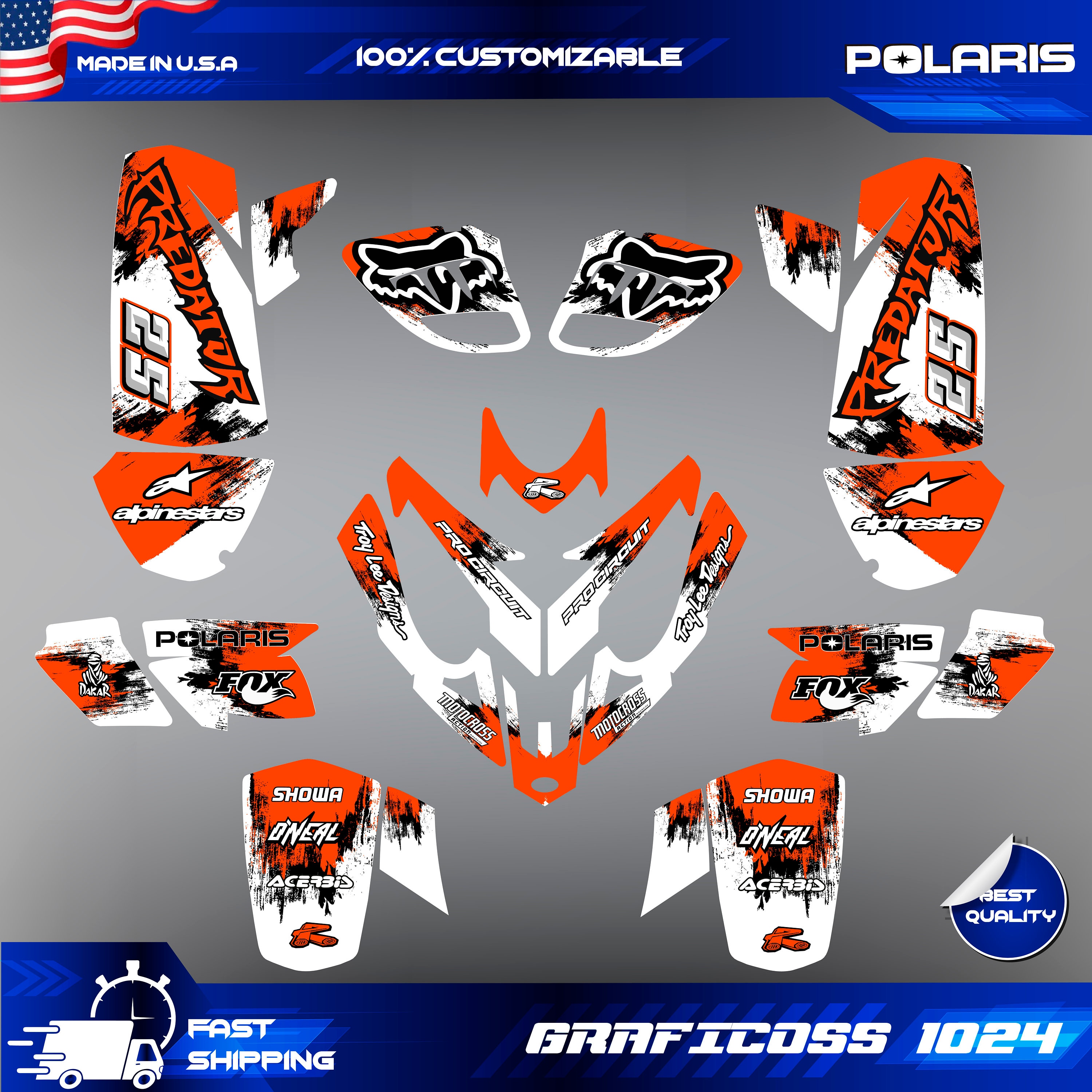 Polaris Predator 500 Graphics Full Decals Stickers Kit Atv - Etsy