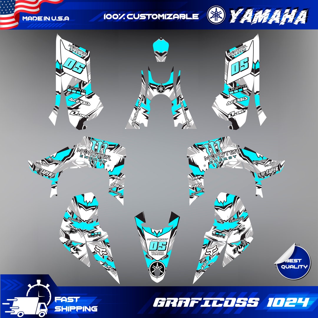 Yamaha YFZ 450R 450X Graphics Kit 2014 2016 2018 to 2025 Decals ...