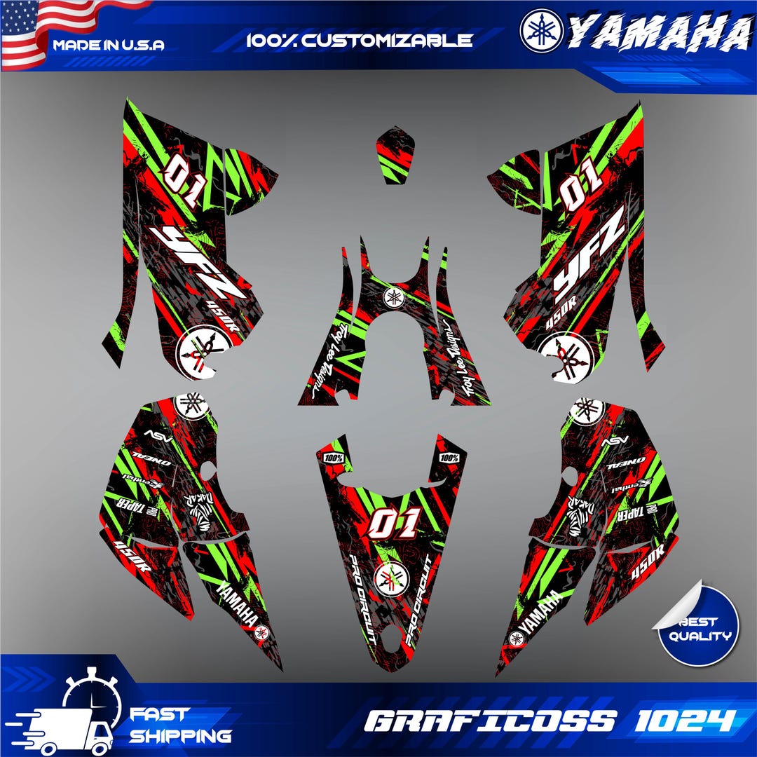Yamaha Yfz450r 450X Graphics Kit 2014 2016 2018 to 2025 Decals Stickers ...