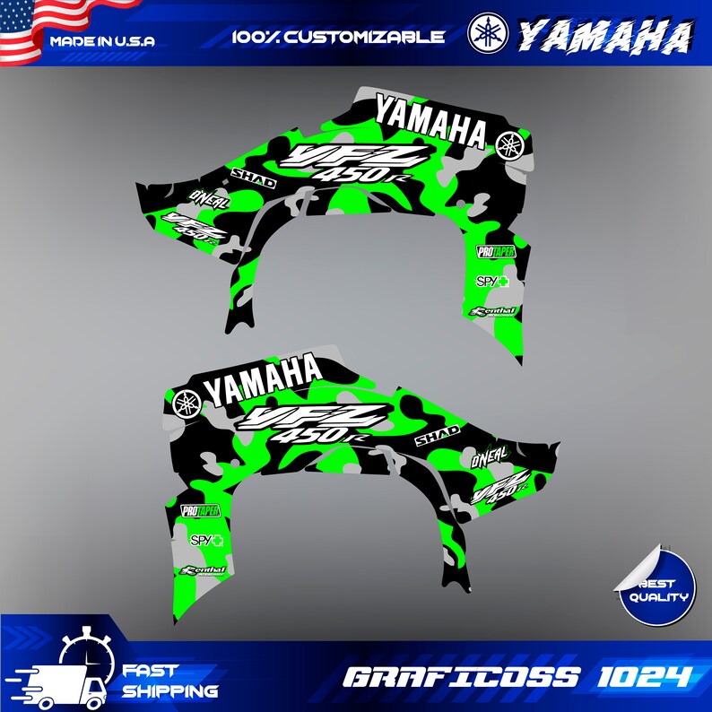 Yamaha YFZ 450R ATV Full Graphics Kit 2014-2024 YFZ450X Decals Stickers ...