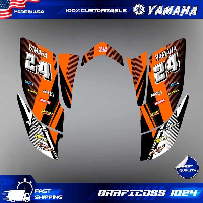 Yamaha YFZ 450 Graphics Kit Decals Stickers 2003-2008 ATV Quad Wrap ...