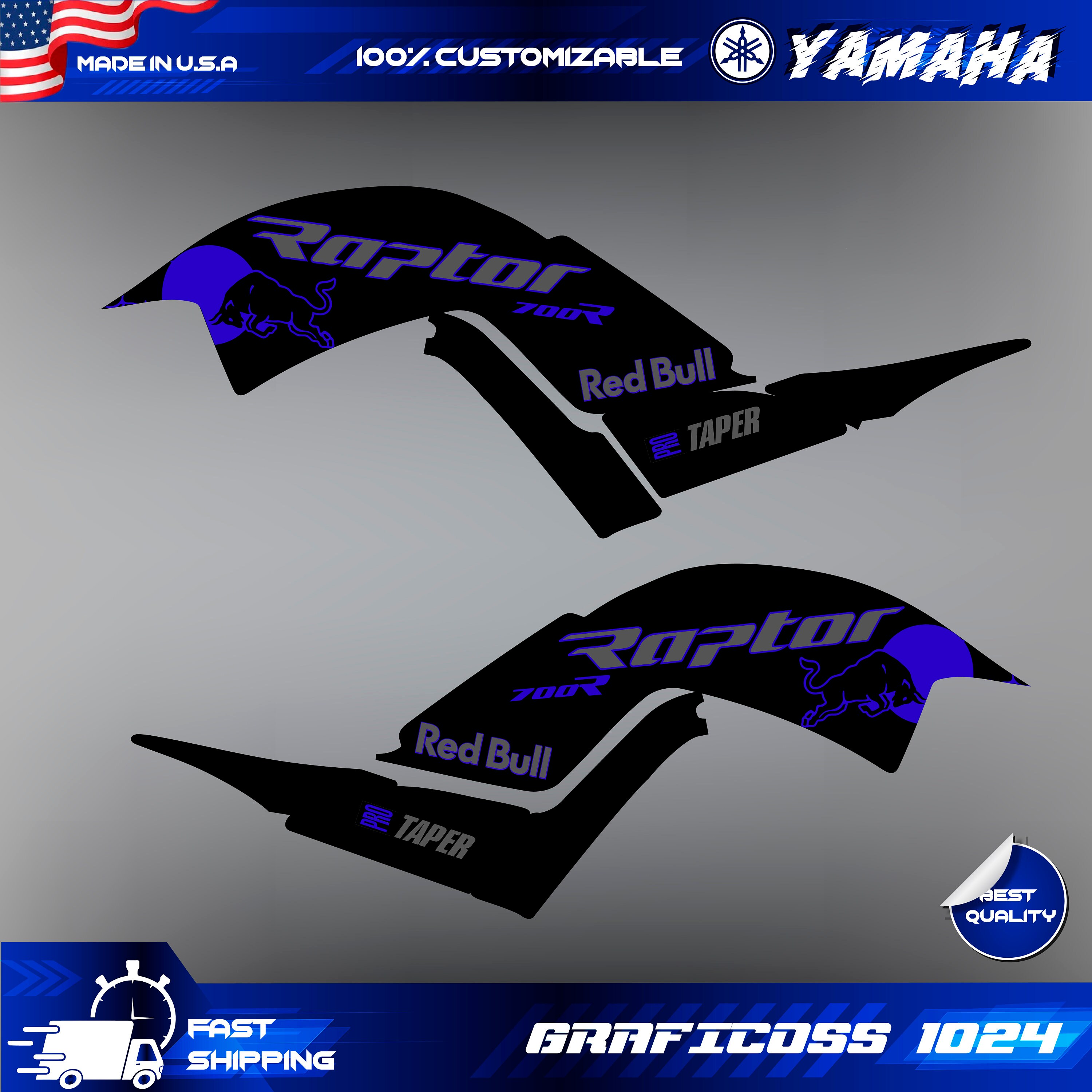 Yamaha Raptor 700 700R Graphics Kit 2013 2017 2022 to 2024 Decals ...
