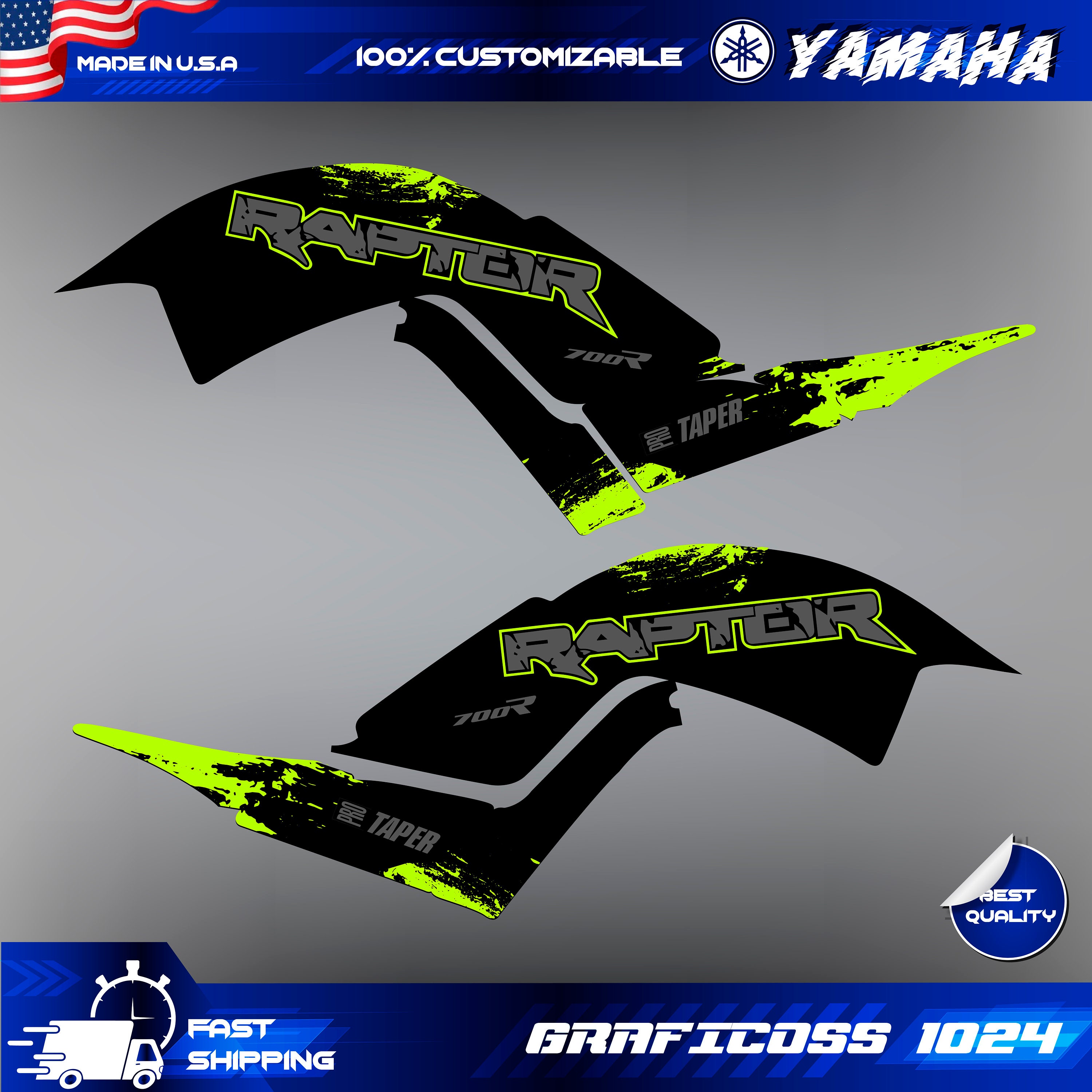 Yamaha Raptor 700 700R Graphics Kit 2013 2014 2017 to 2025 Decals ...