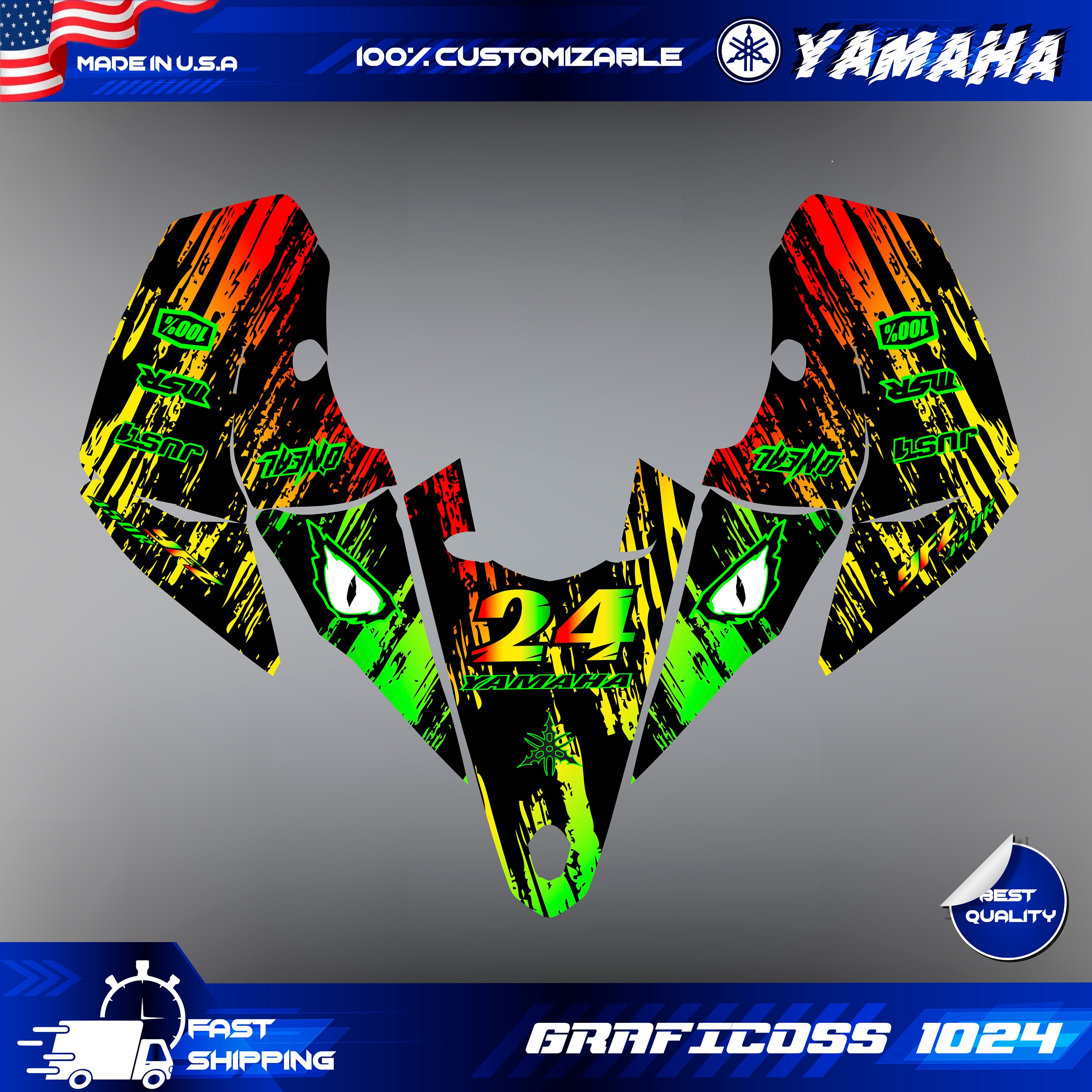 Yamaha YFZ450R Graphics Kit 2014-2025 Decals ATV Off-road Custom Vinyl ...