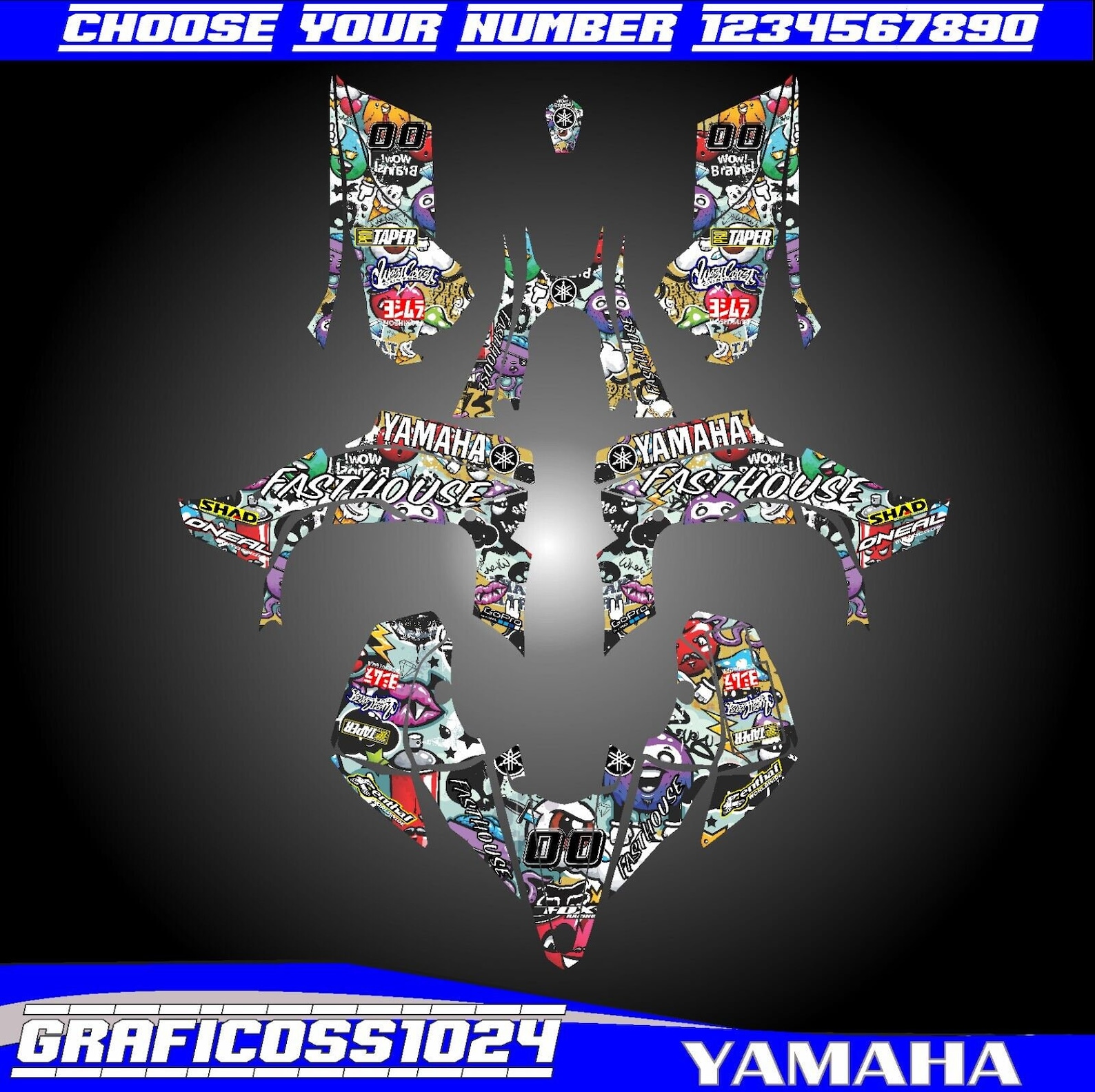 Yamaha YFZ 450RATV Full Graphics Kit 2014-2022 Yamaha YFZ450R Decals ...